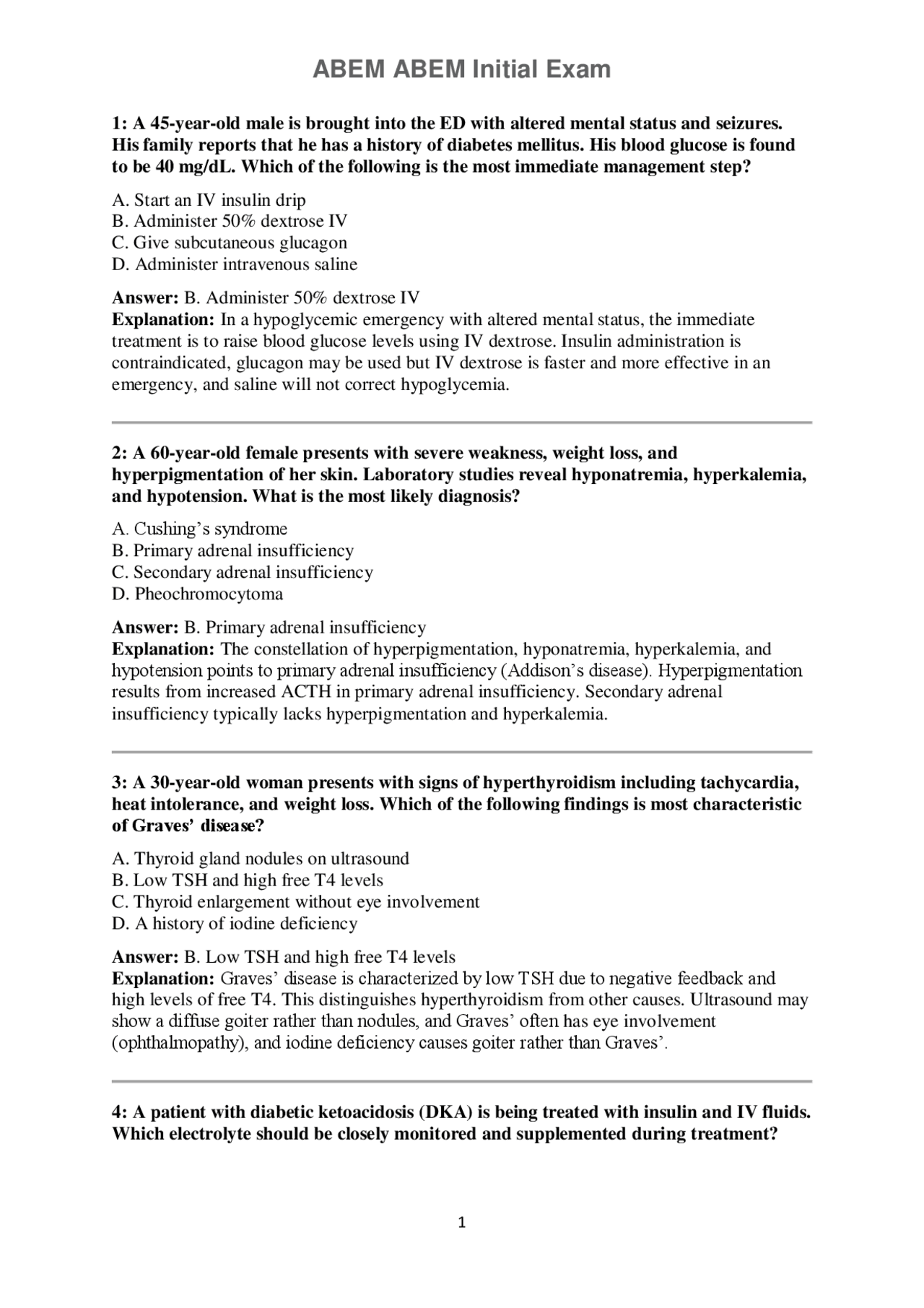 ABEM ABEM Initial Exam | Exams Technology | Docsity