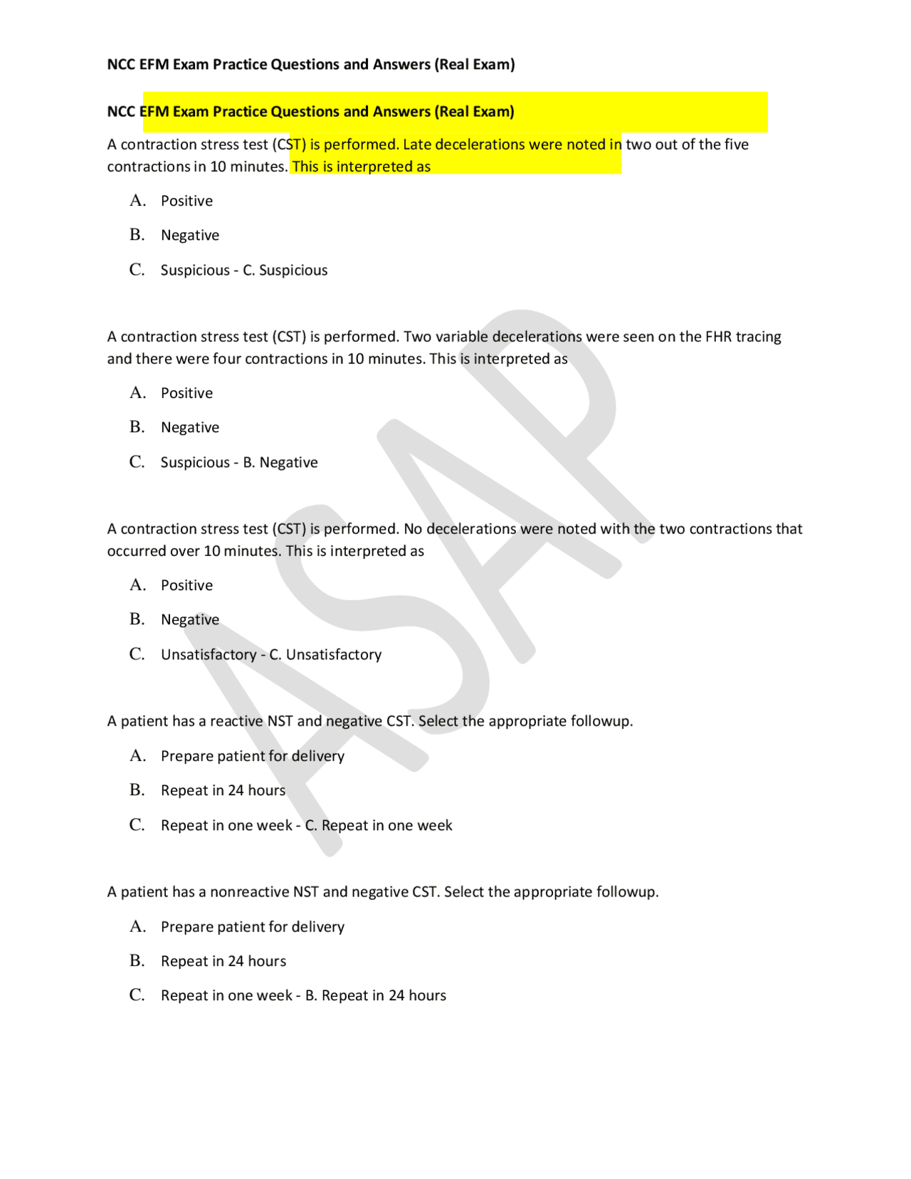 NCC EFM Exam Practice Questions and Answers (Real Exam) | Exams Banking ...