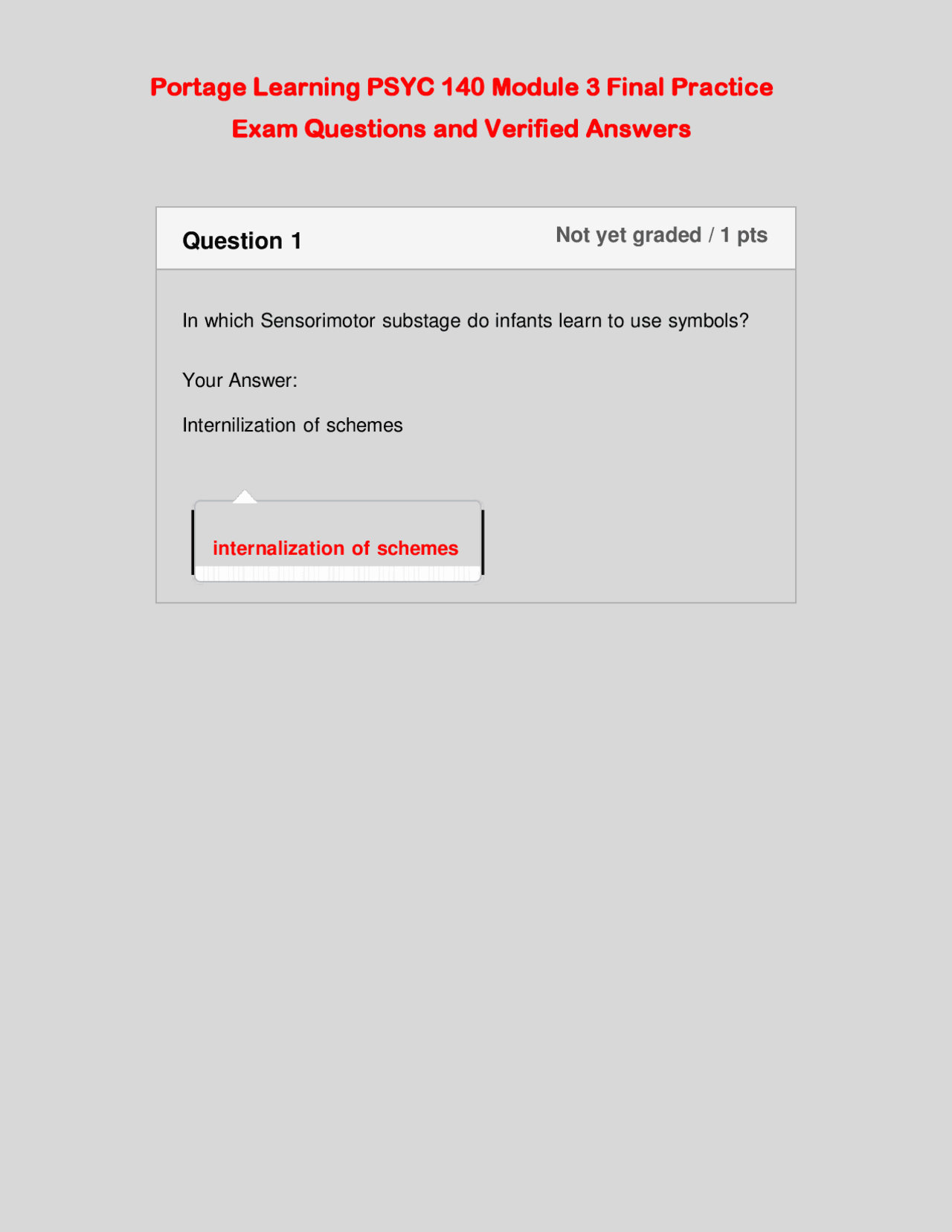 Portage Learning –PSYC 140 – Module 3 – Final Practice Exam Questions and Verified Answers ...