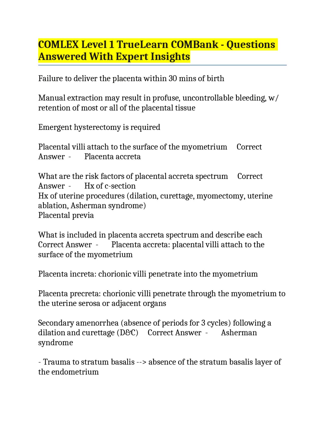 COMLEX Level 1 TrueLearn COMBank - Questions Answered With Expert ...