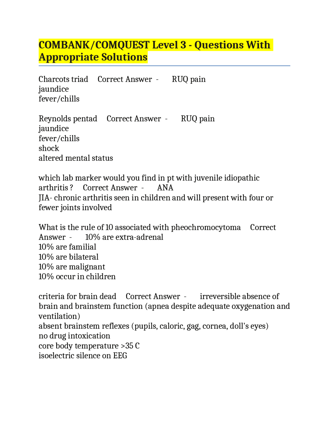 COMBANK/COMQUEST Level 3 - Questions With Appropriate Solutions | Exams ...