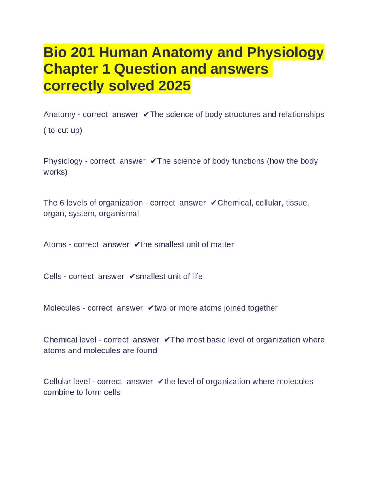 Human Anatomy and Physiology: A Comprehensive Q&A Guide | Exams Biology ...