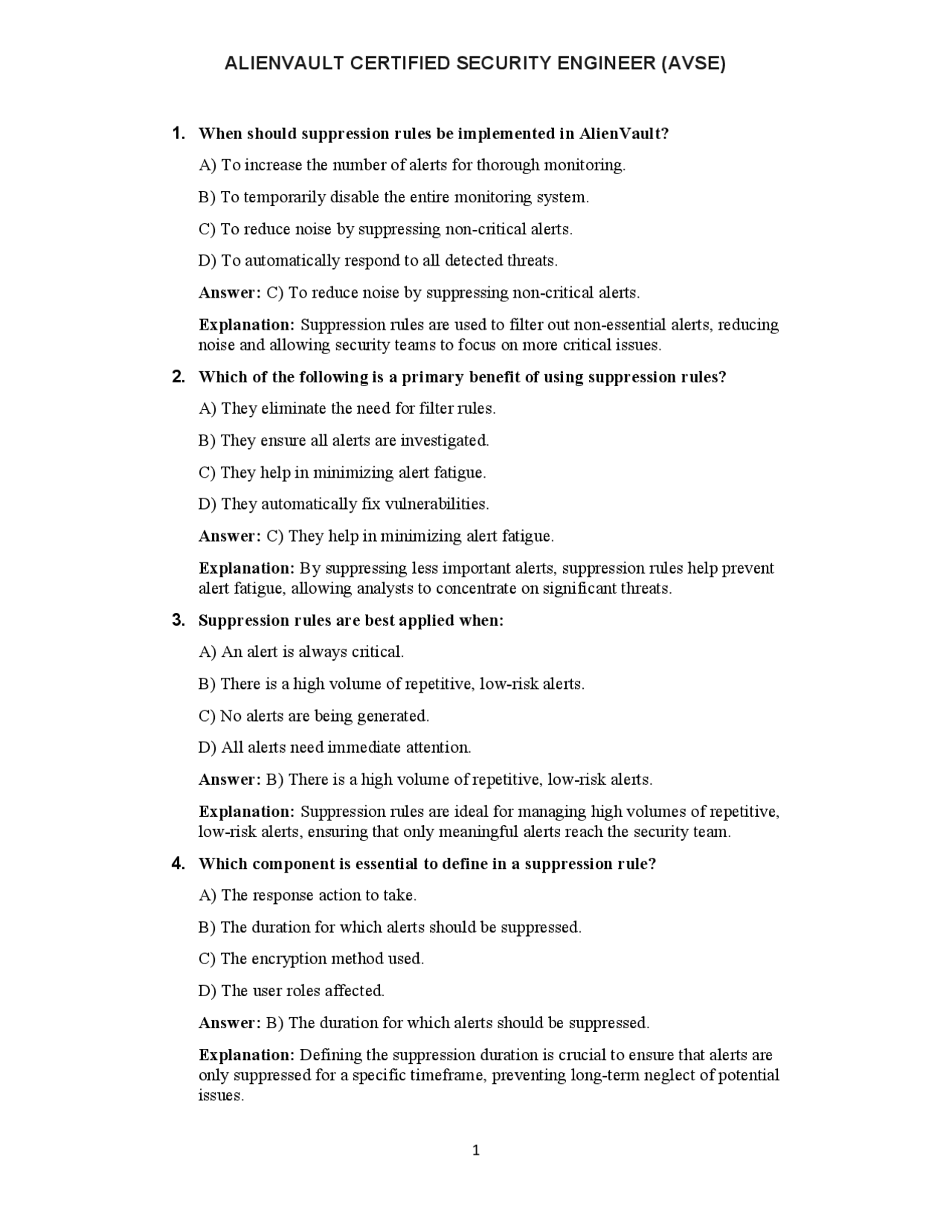 ALIENVAULT CERTIFIED SECURITY ENGINEER (AVSE) [Exam] | Exams Technology ...