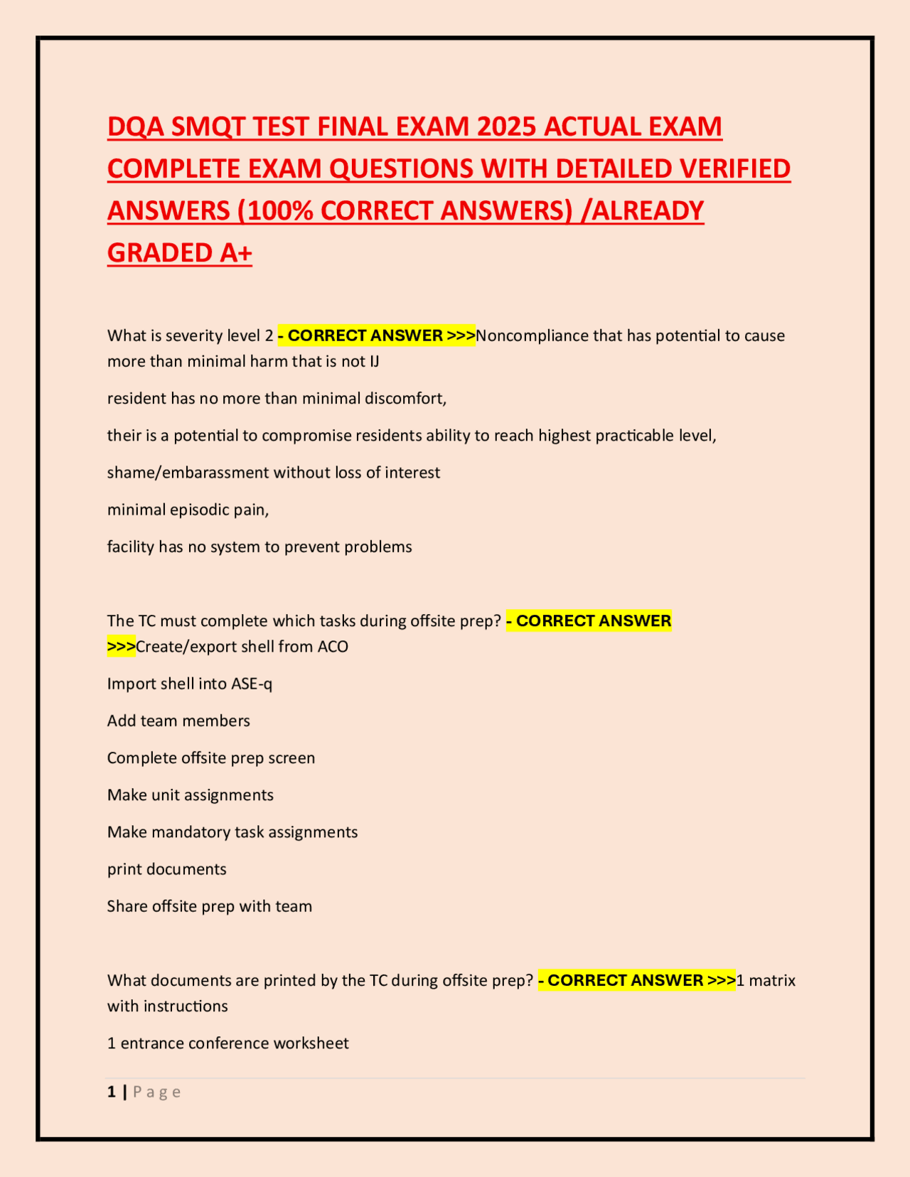 DQA SMQT TEST FINAL EXAM 2025 ACTUAL EXAM COMPLETE EXAM QUESTIONS WITH ...