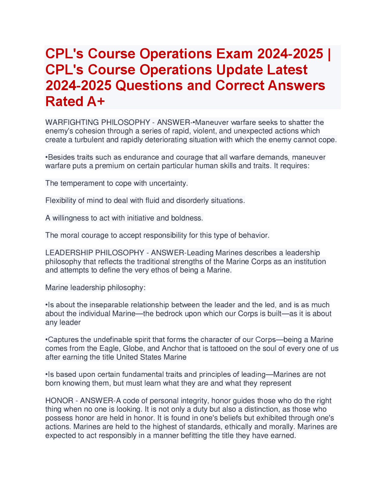 CPL's Course Operations Exam 2024-2025 | CPL's Course Operations Update ...