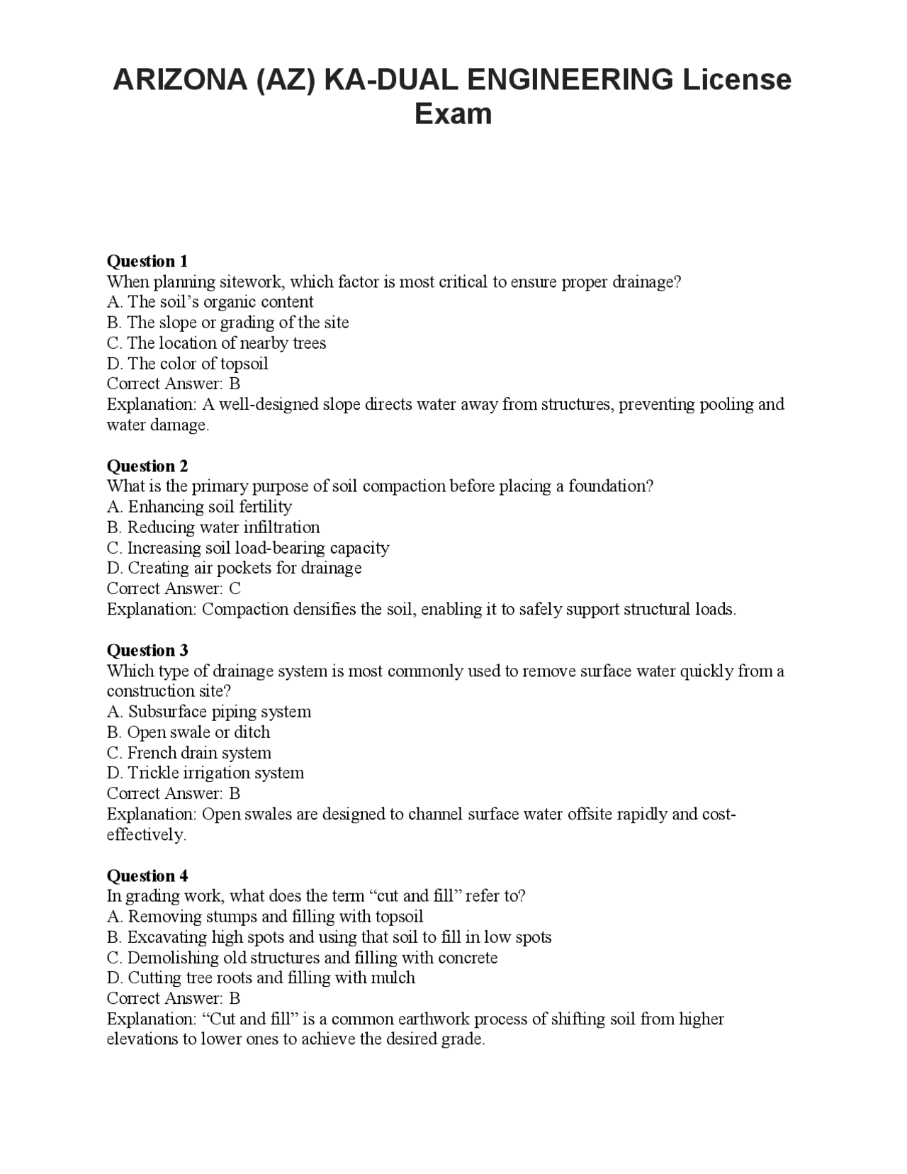 ARIZONA (AZ) KA-DUAL ENGINEERING Exam with Study Book | Exams ...