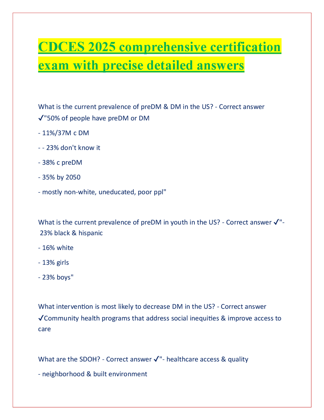 CDCES 2025 comprehensive certification exam (870 questions) with ...