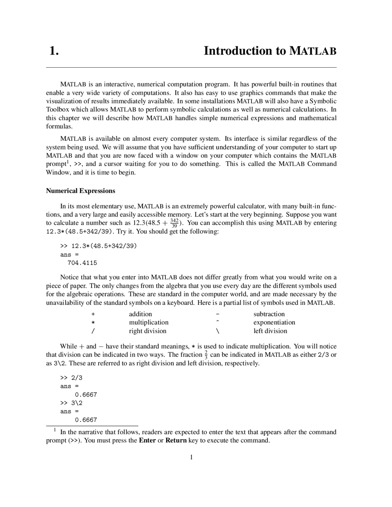 Applied Mathematics 1 Matlab 230 Pages Notes Lecture Notes Applied Mathematics Docsity