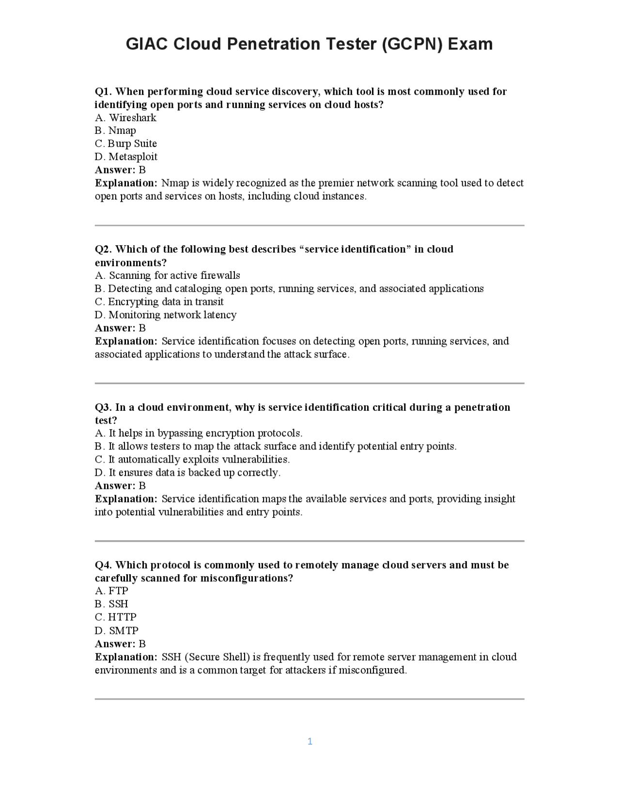 GIAC Cloud Penetration Tester (GCPN) Exam | Exams Technology | Docsity