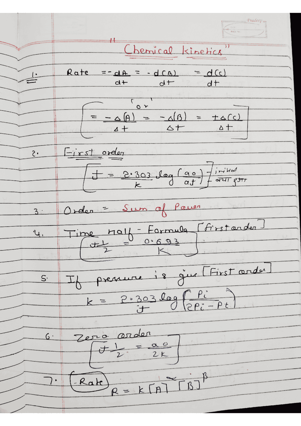 chemical kinetics formula sheet | Cheat Sheet Chemistry | Docsity