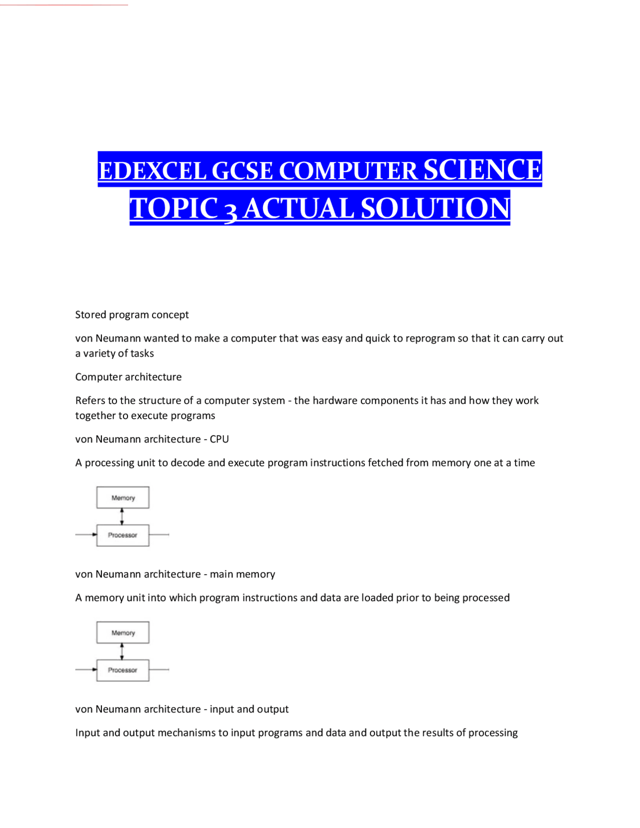 EDEXCEL GCSE COMPUTER SCIENCE TOPIC 3 ACTUAL SOLUTION.pdf | Exams ...