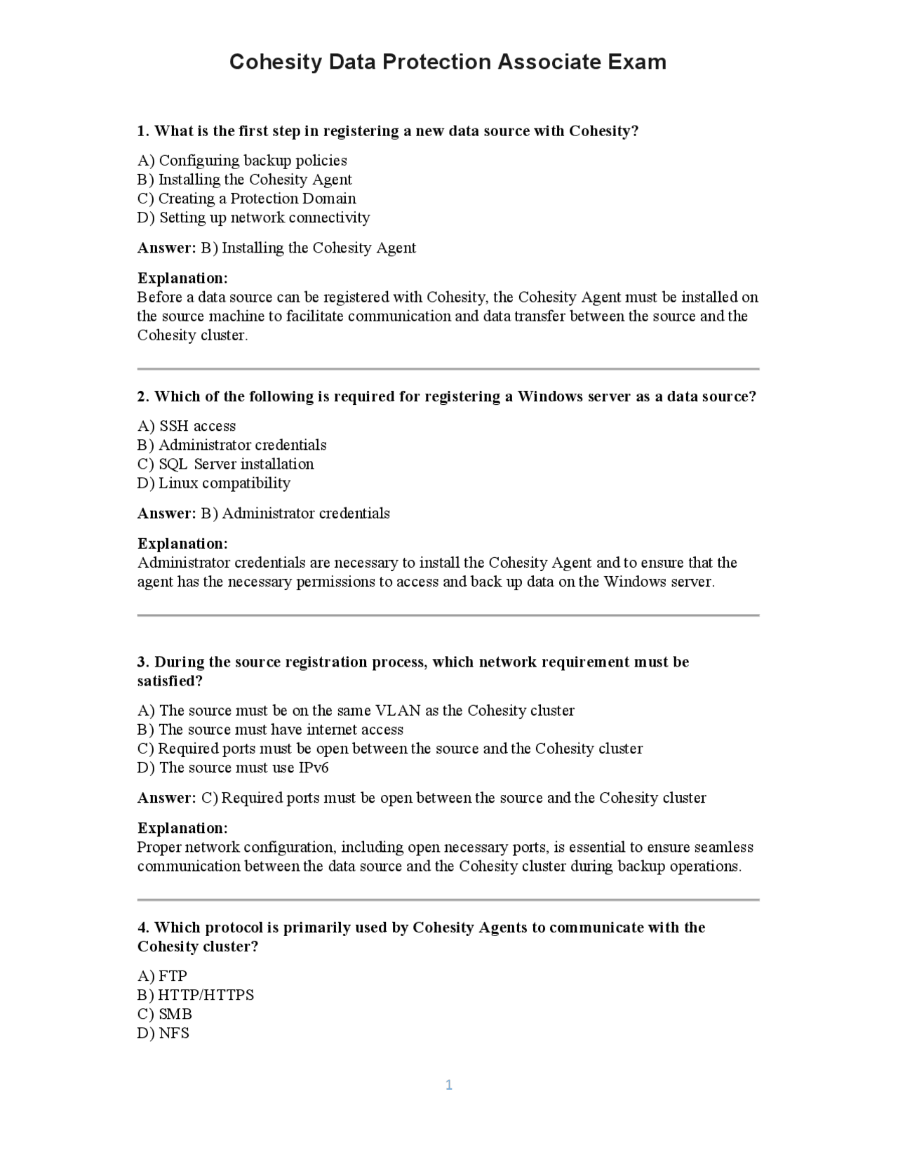 Cohesity Data Protection Associate | Exams Technology | Docsity