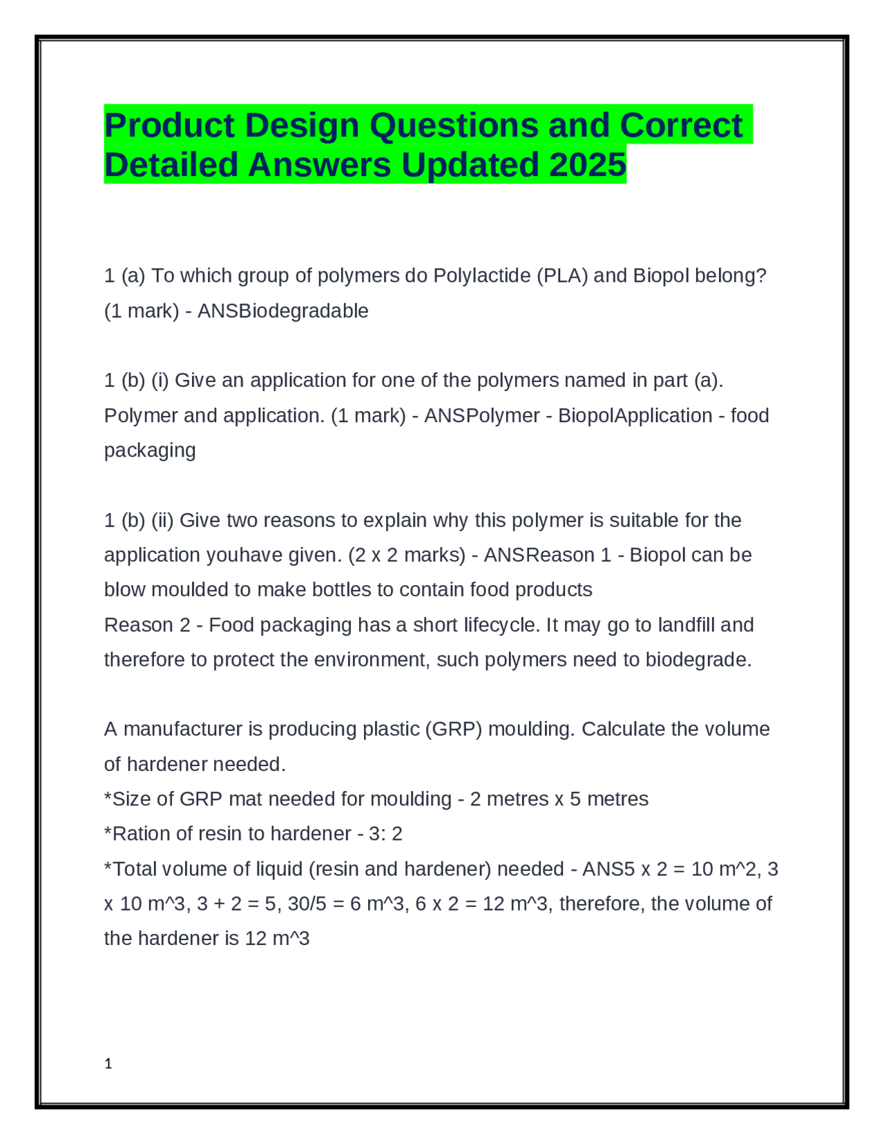 Product Design: Questions and Answers on Materials, Processes, and ...