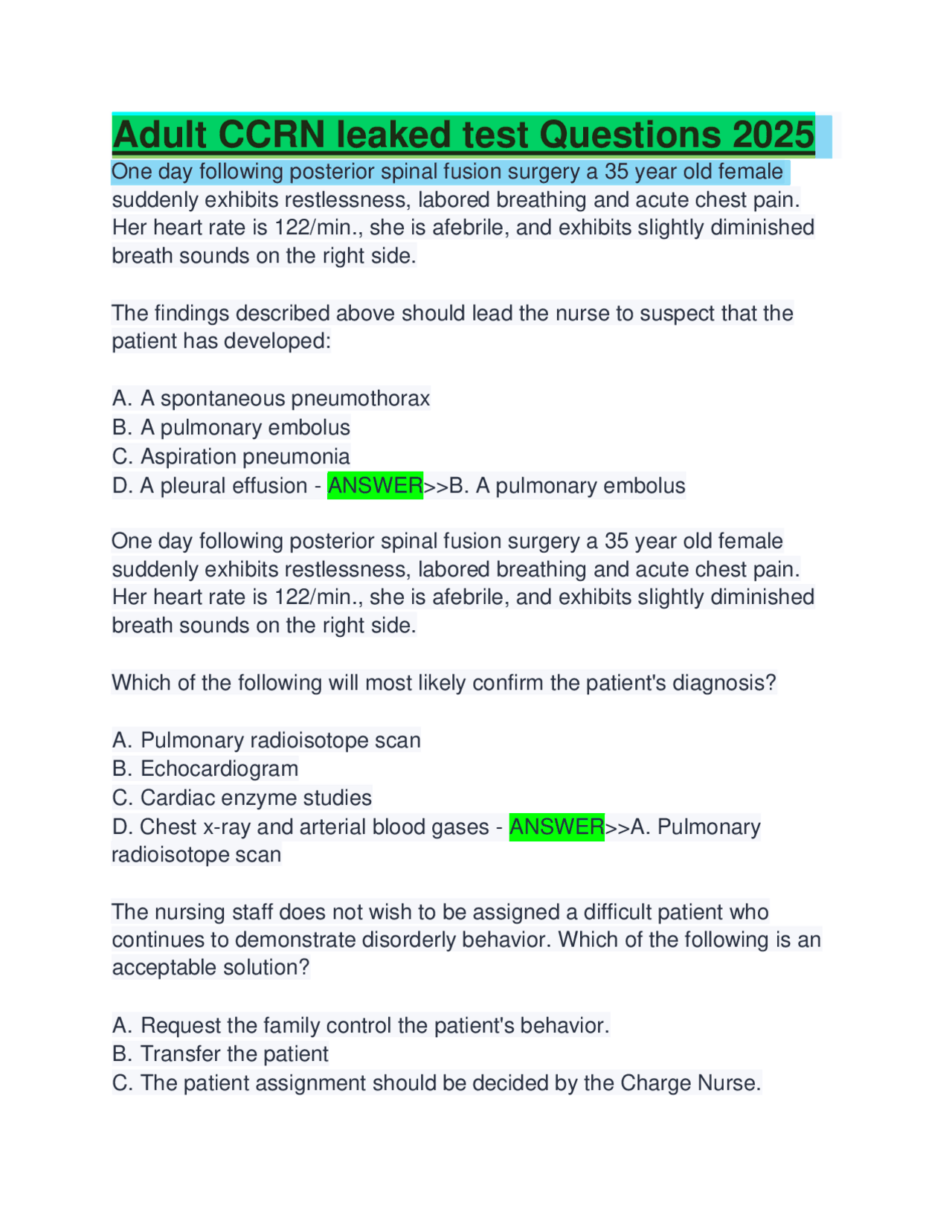 Critical Care Nursing: Postoperative Cardio-Respiratory Emergencies ...