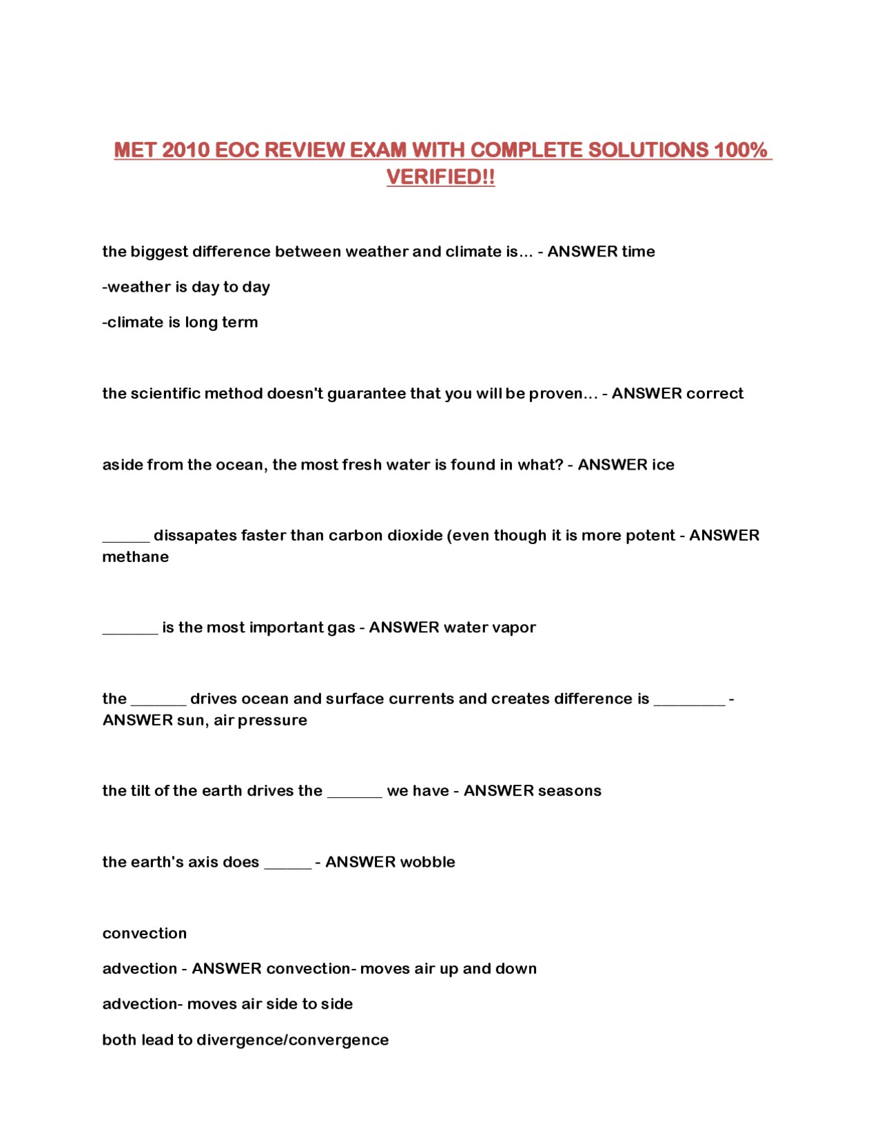 MET 2010 EOC REVIEW EXAM WITH COMPLETE SOLUTIONS 100% VERIFIED ...