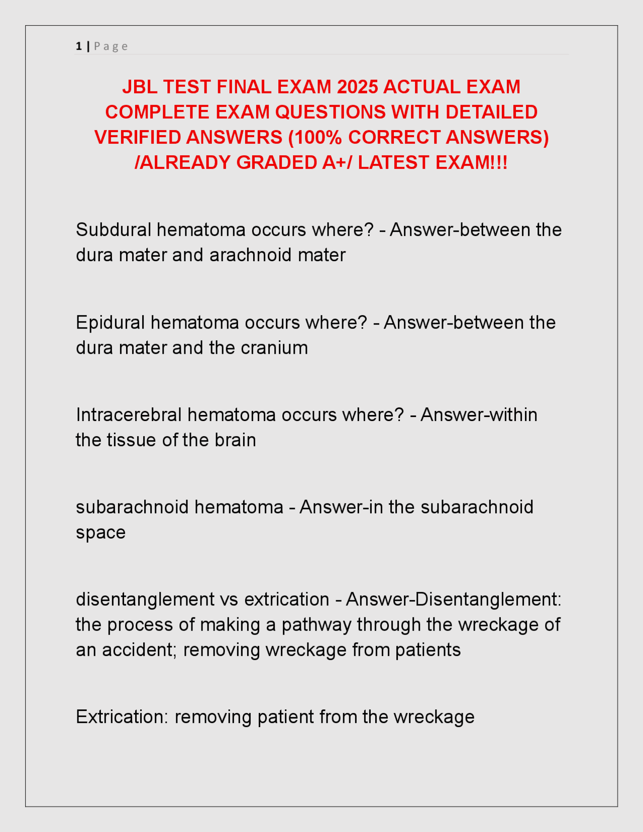 JBL TEST FINAL EXAM 2025 ACTUAL EXAM COMPLETE EXAM QUESTIONS WITH ...