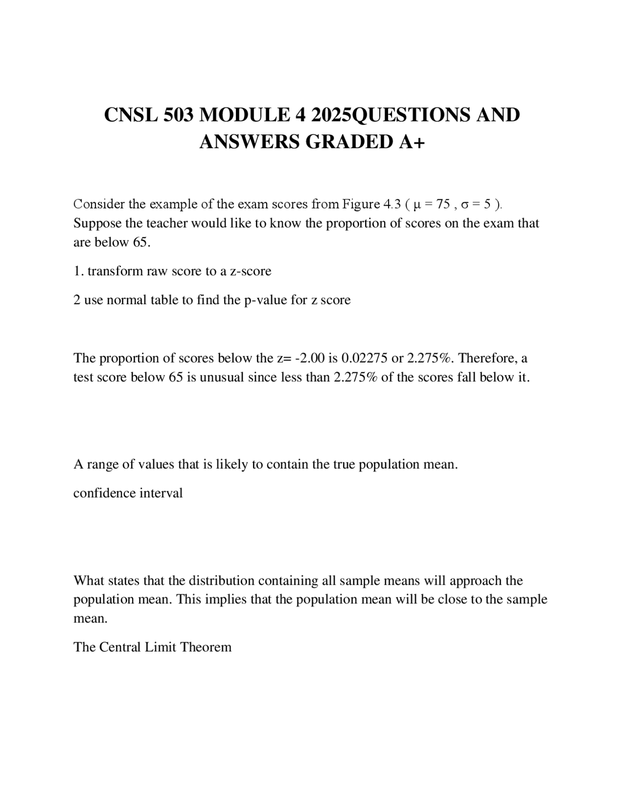 CNSL 503 MODULE 4 2025QUESTIONS AND ANSWERS GRADED A+ | Exams ...