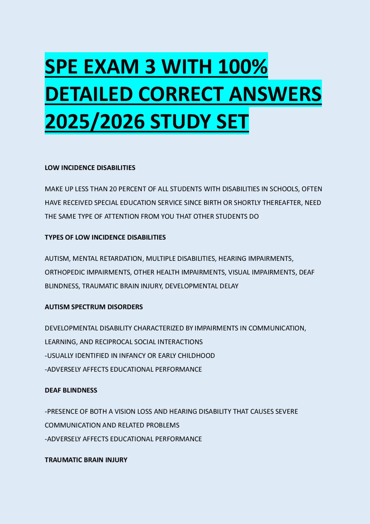 SPE EXAM 3 WITH 100% DETAILED CORRECT ANSWERS 2025/2026 STUDY SET ...