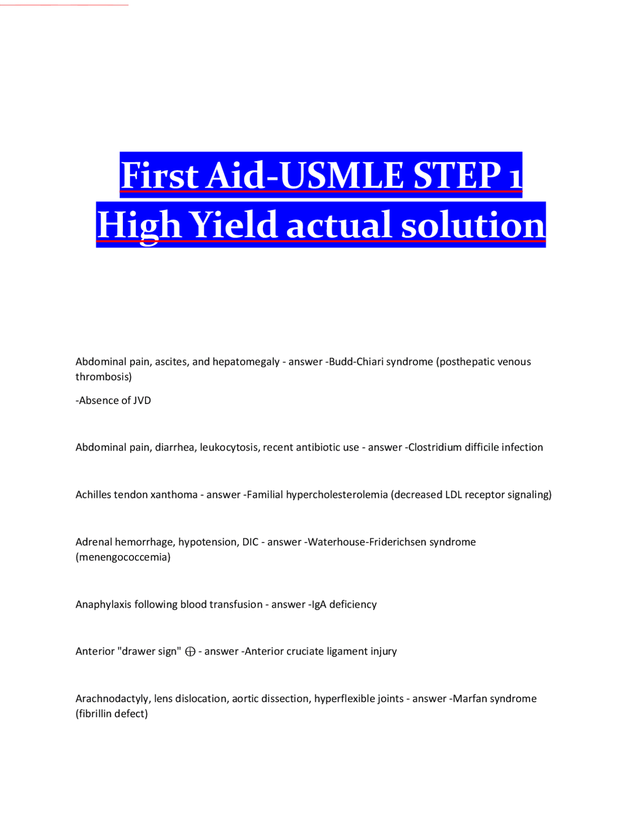 First Aid-USMLE STEP 1 High Yield actual solution .pdf | Exams Nursing ...