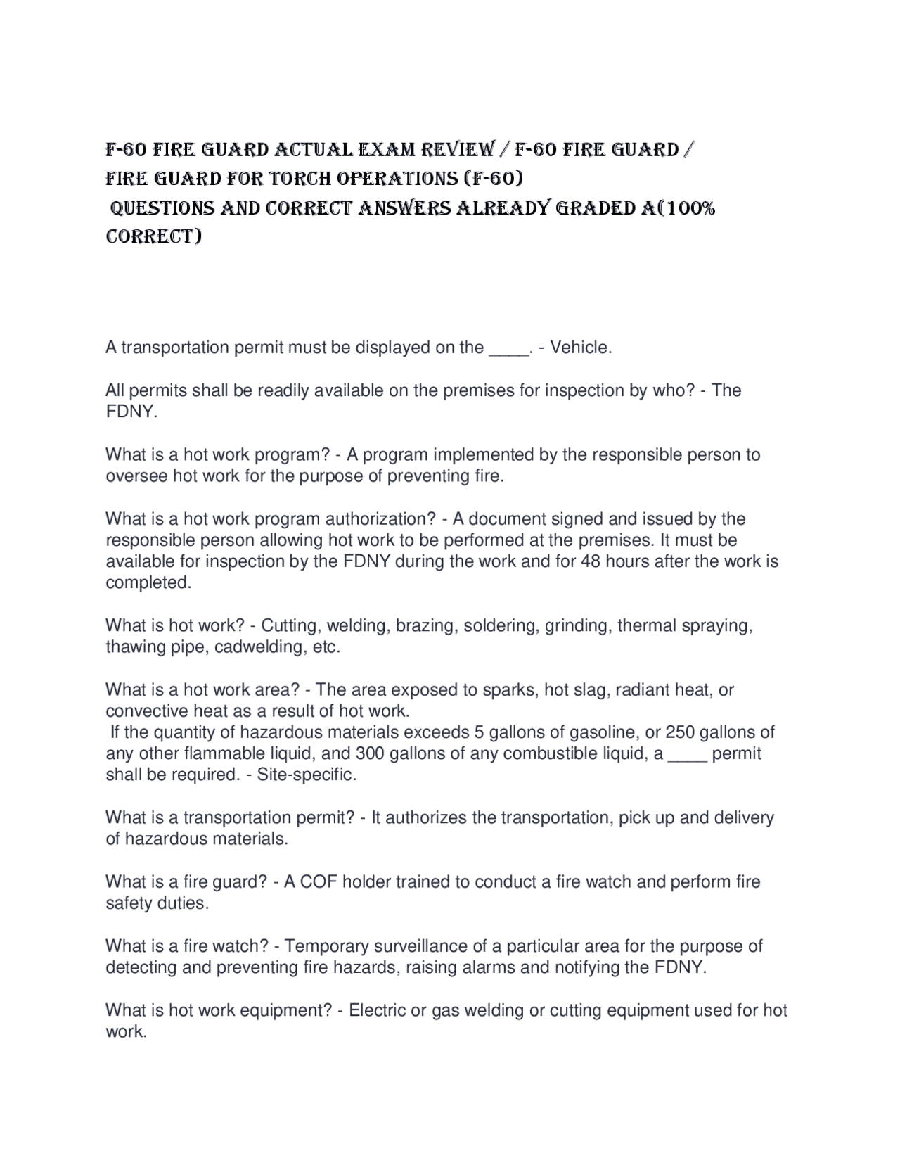 F-60 FIRE GUARD ACTUAL EXAM REVIEW / F-60 FIRE GUARD / FIRE GUARD FOR ...
