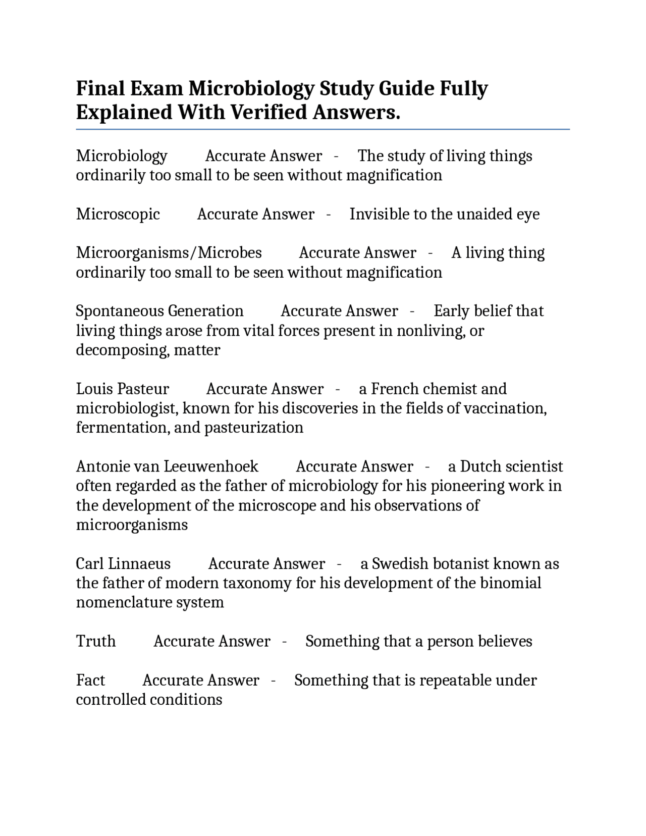 Final Exam Microbiology Study Guide Fully Explained With Verified ...