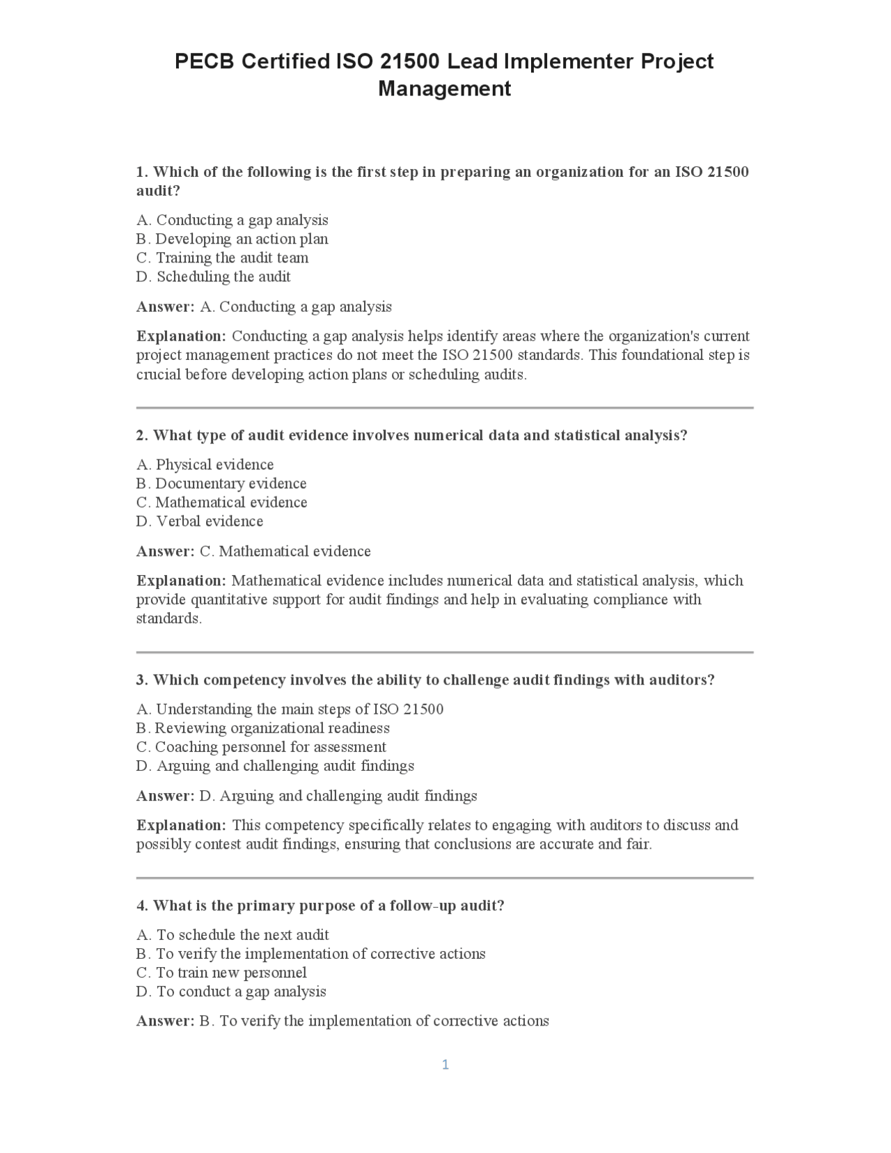 PECB Certified ISO 21500 Lead Implementer Project Management | Exams ...