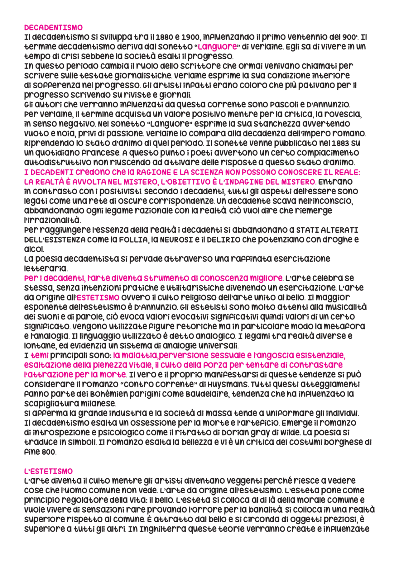 D’Annunzio e la sua vita | Summaries Italian | Docsity