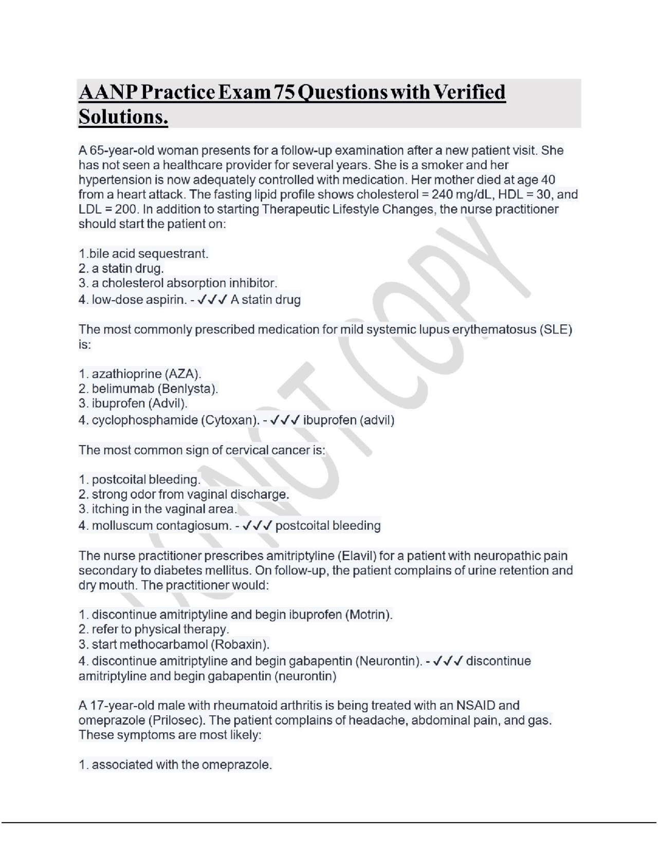 AANP Practice Exam 75 Questions with Verified Solutions. | Exams ...