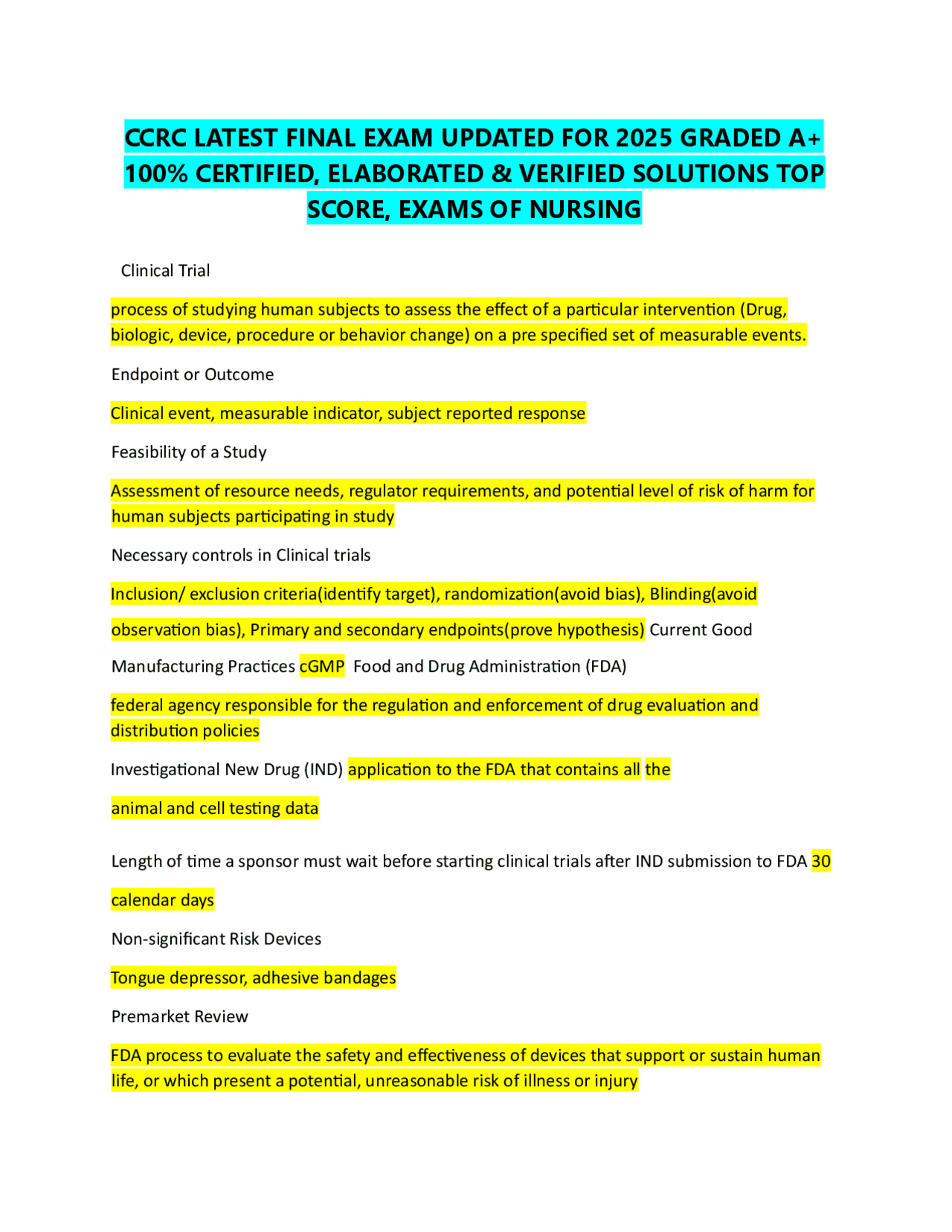 CCRC LATEST FINAL EXAM UPDATED FOR 2025 GRADED A+ 100% CERTIFIED ...