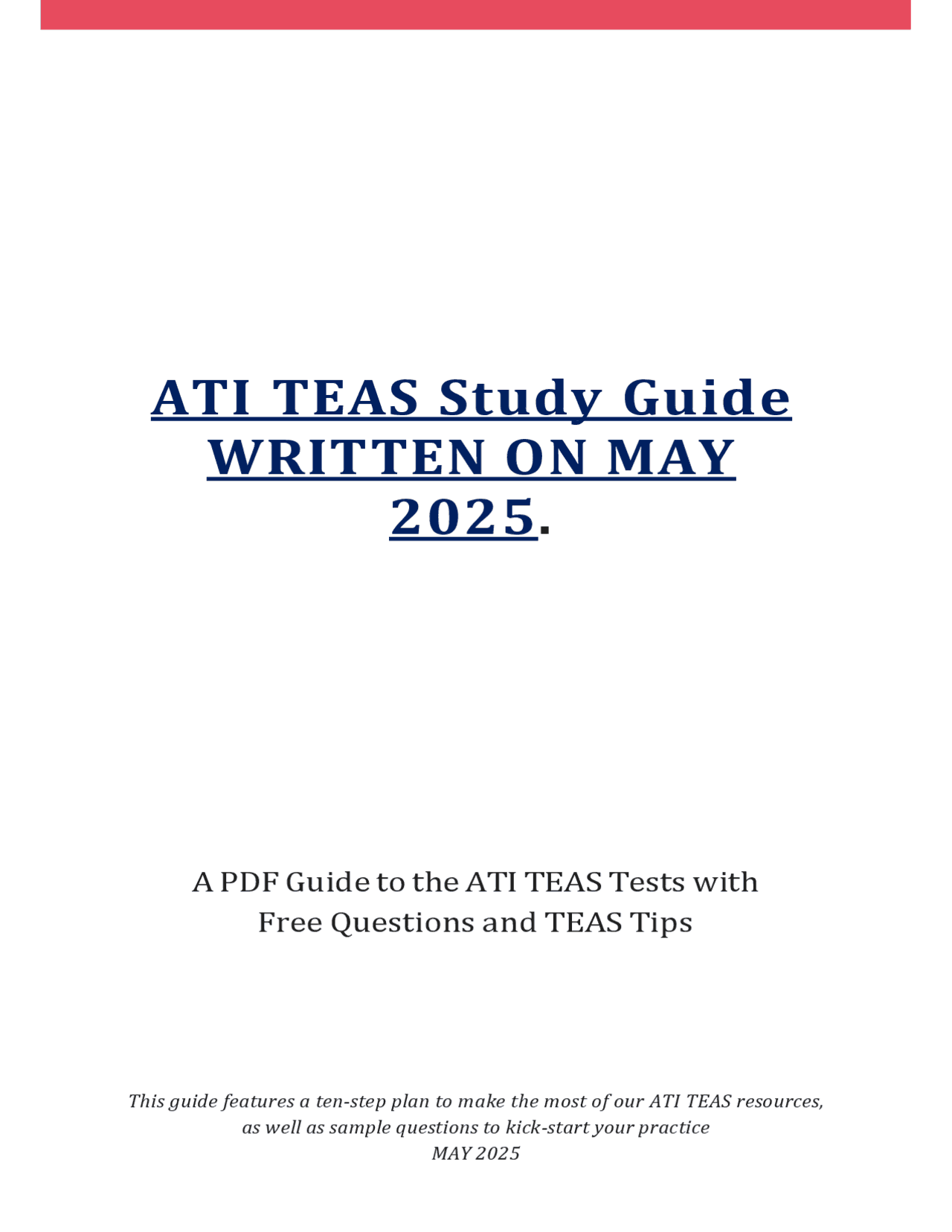 ati teas study guide pdf practice questions | Exams Nursing | Docsity