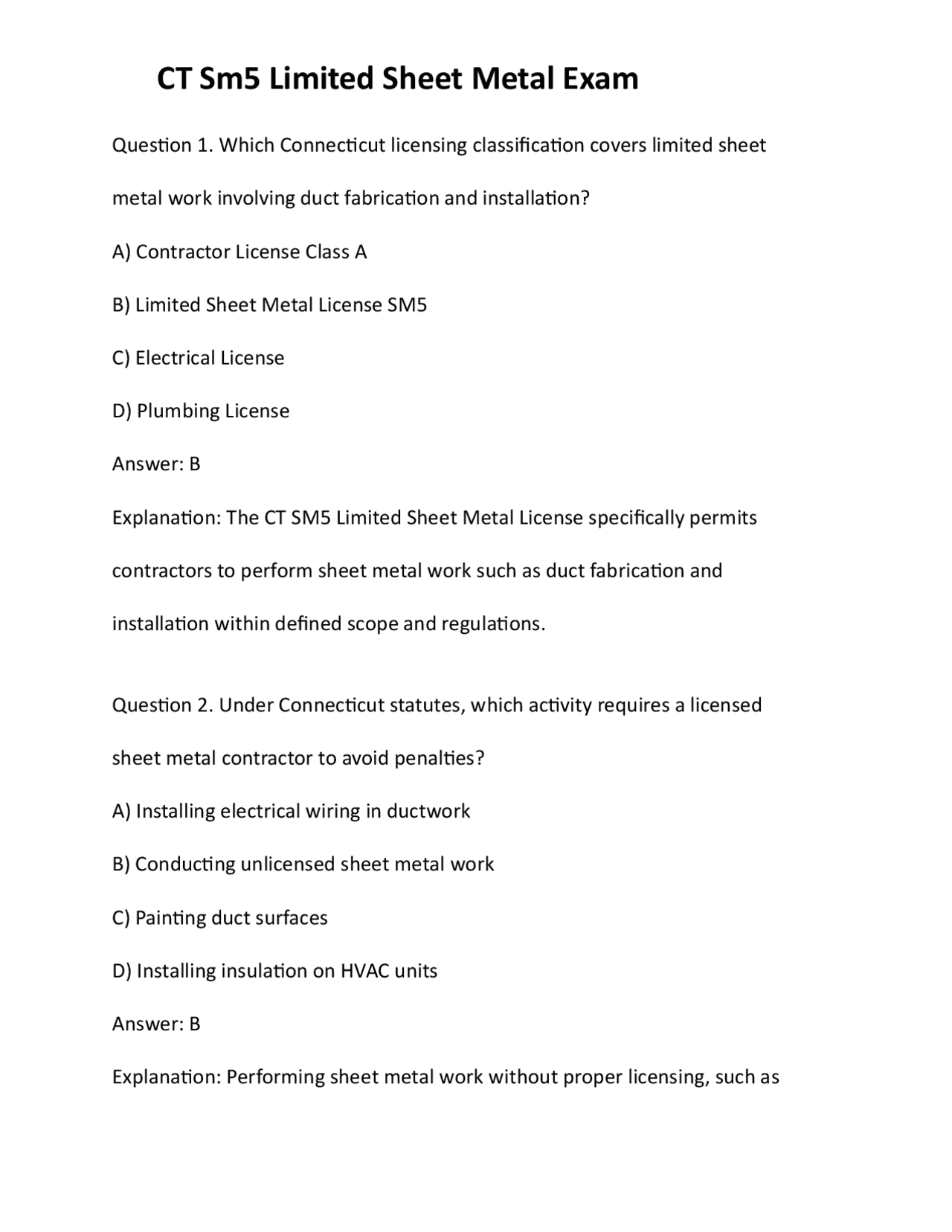 Sheet Metal Exam Questions: CT SM5 License Practice | Exams Technology ...