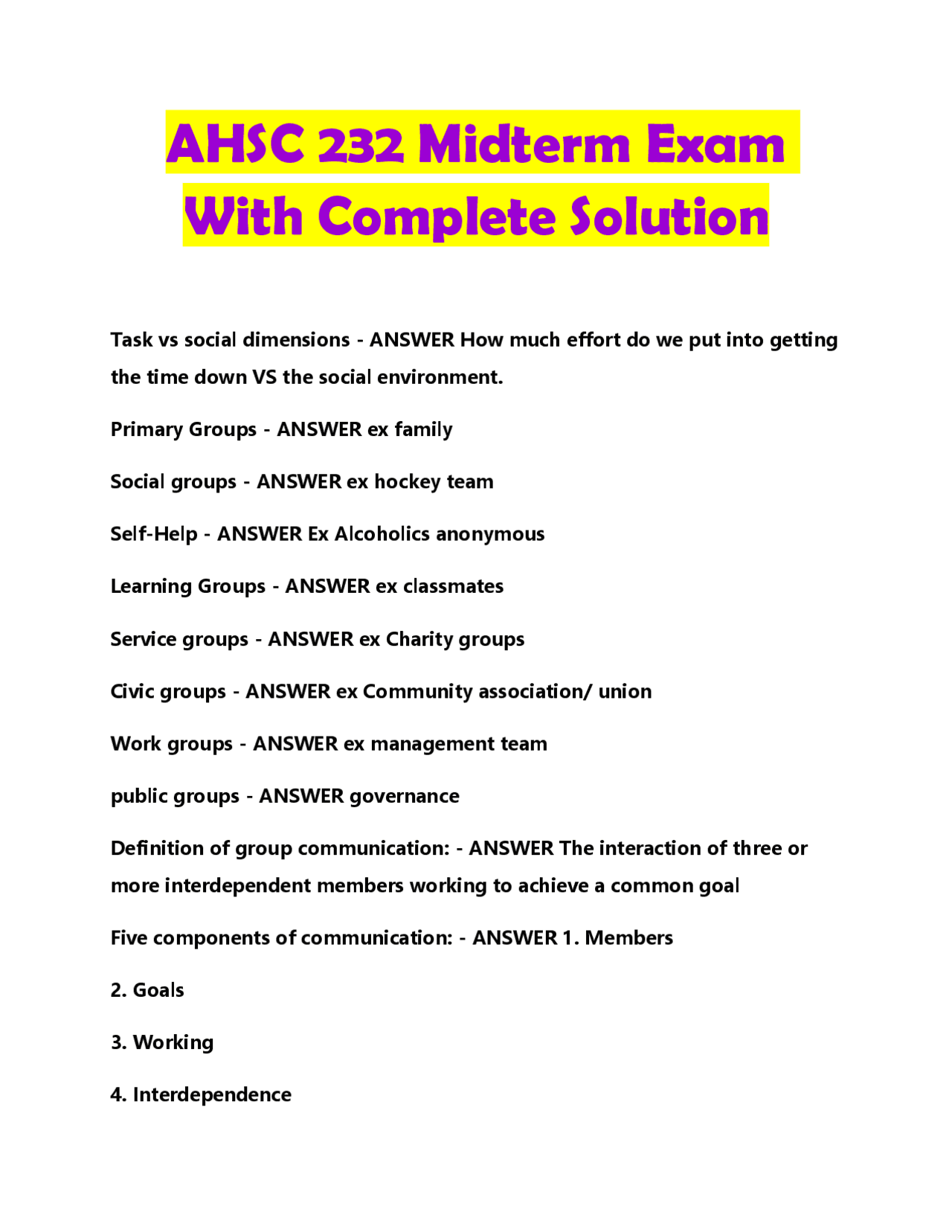 Group Communication Midterm Exam Review: Key Concepts and Theories ...