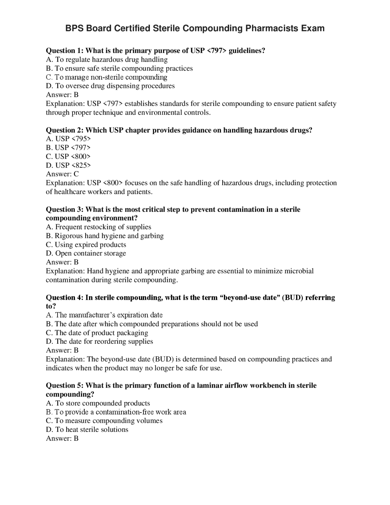 Sterile Compounding Exam Questions: USP 797 & Aseptic Techniques ...