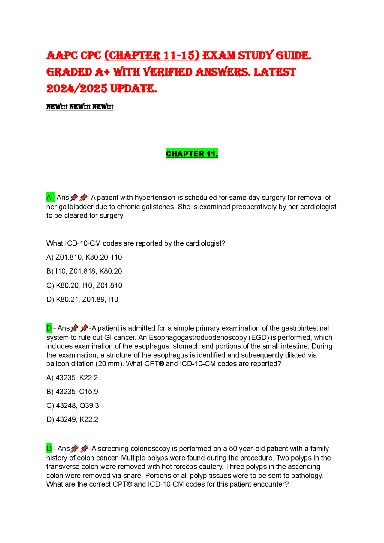 AAPC CPC Exam Study Guide: Gastroenterology & Medical Coding 2024/2025 ...