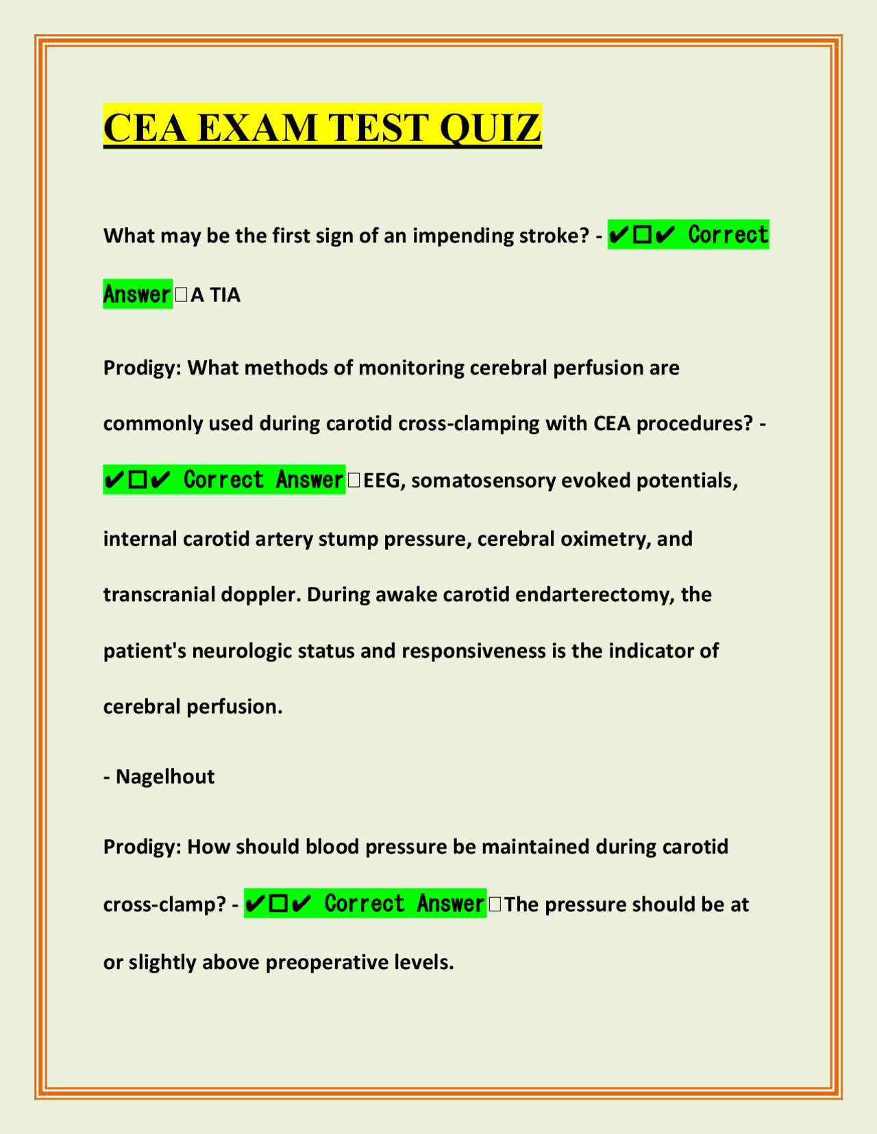 CEA EXAM TEST QUIZ QUESTIONS WITH HIGH EXPERT SOLUTIONS | 2025/2026 ...