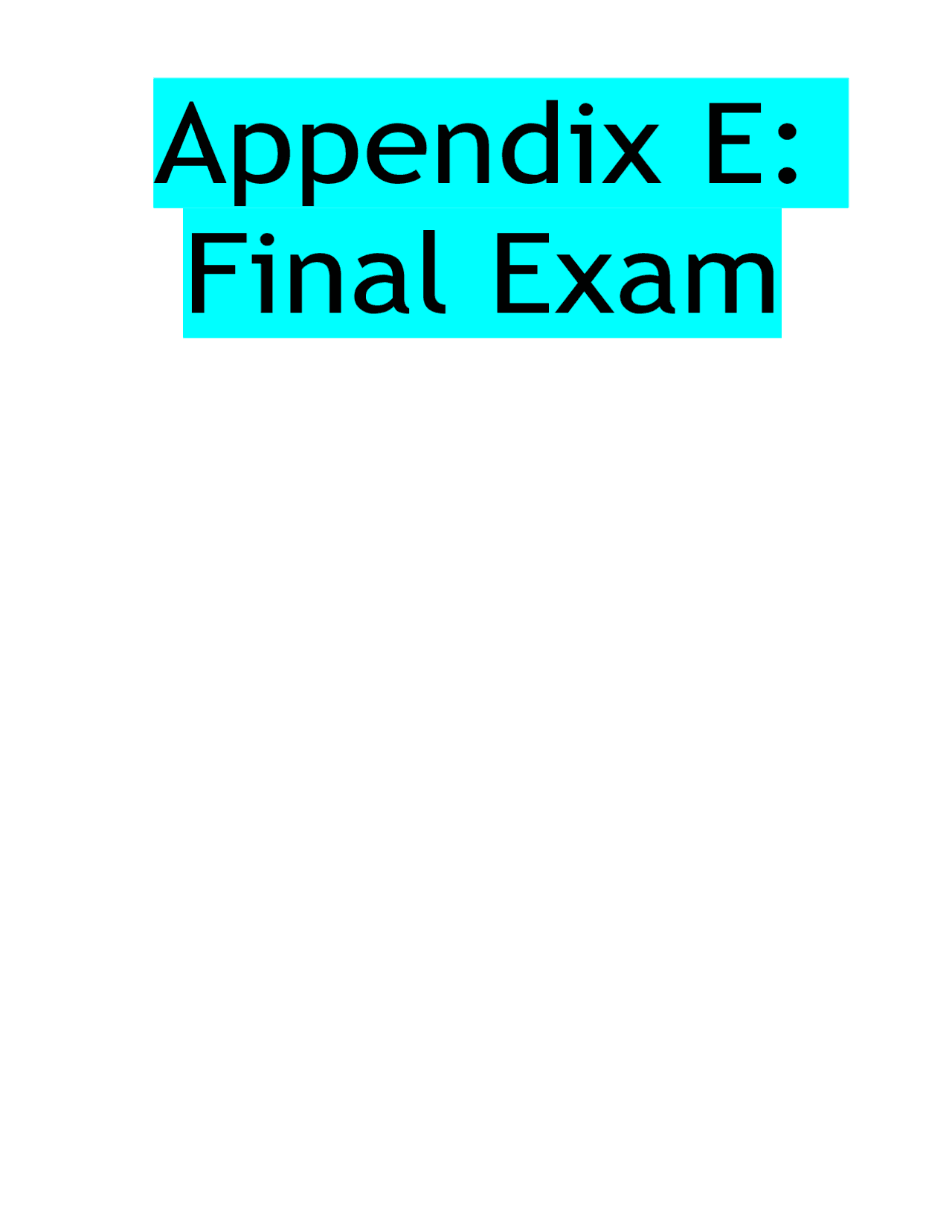 Appendix E: Final Exam | Exams Nursing | Docsity