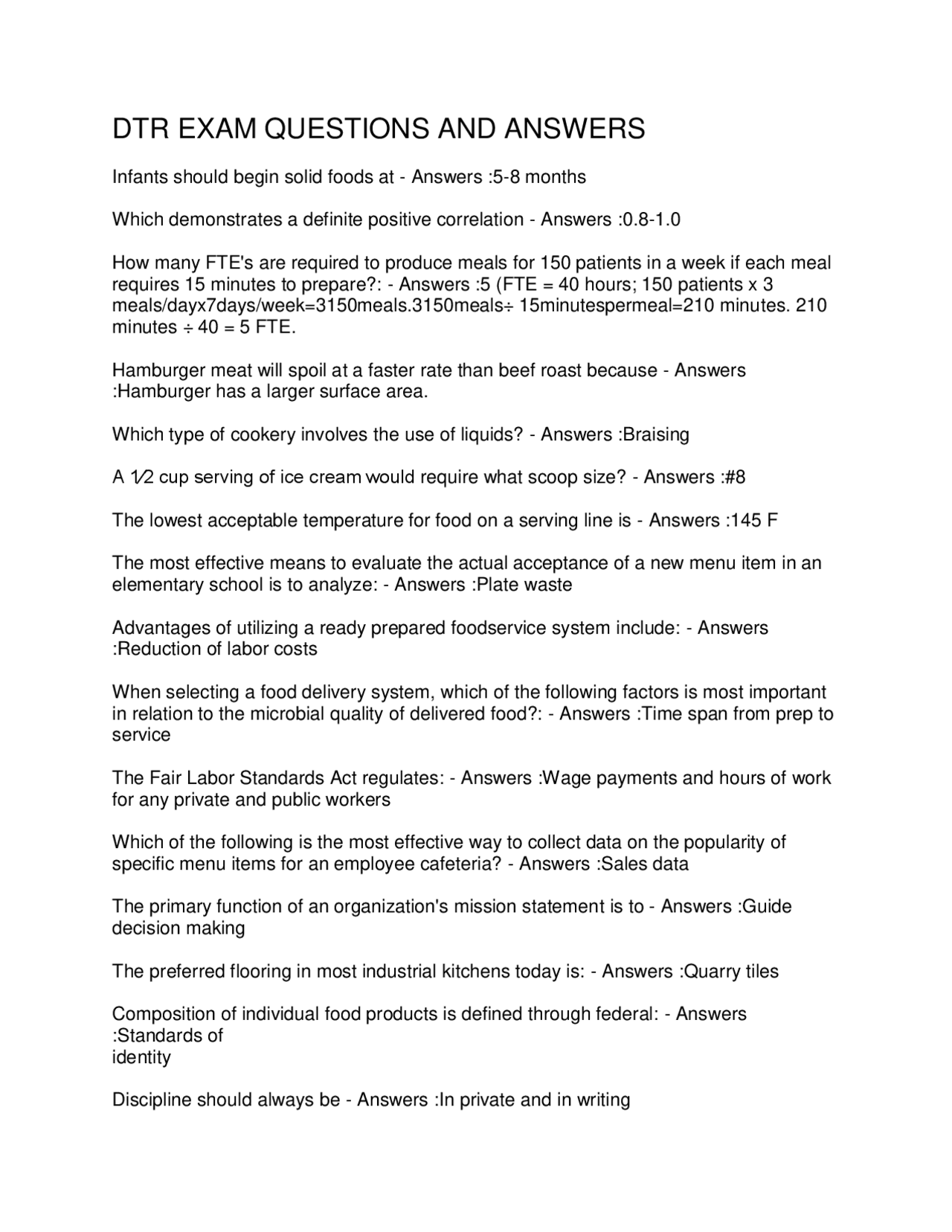 Dietetics Exam Q&A: Comprehensive Nutrition and Food Service Review ...