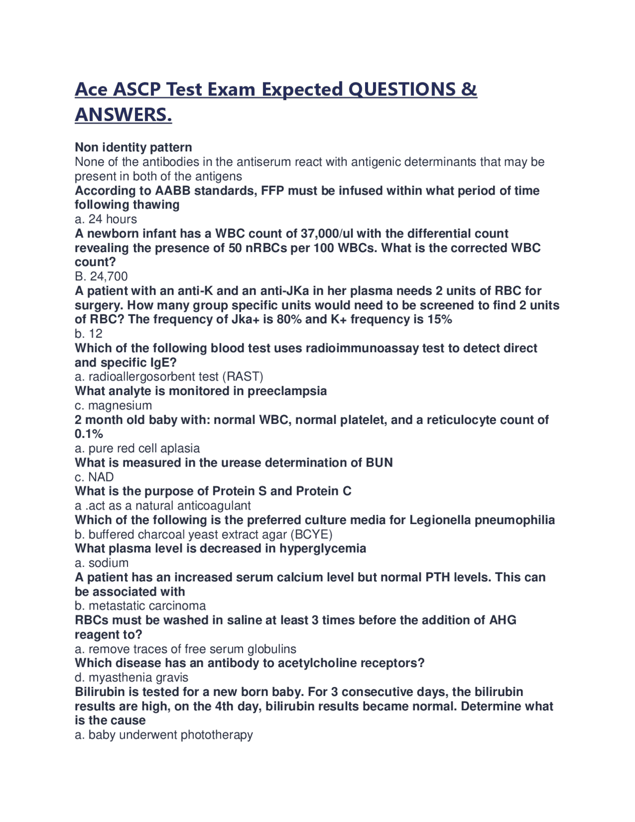 ASCP Exam Prep: Medical Laboratory Science Q&A | Exams Clinical ...