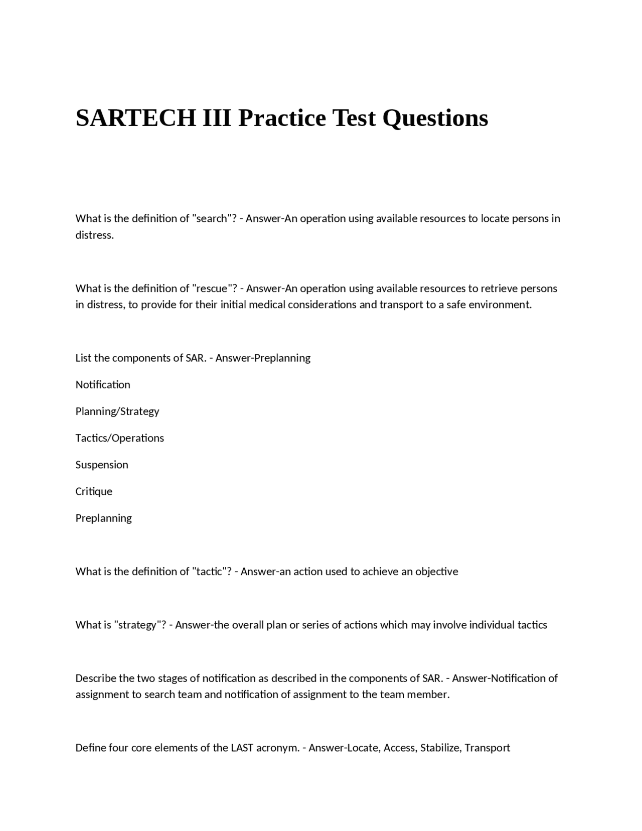 SARTECH III Certification Practice Test: Questions and Answers | Exams ...