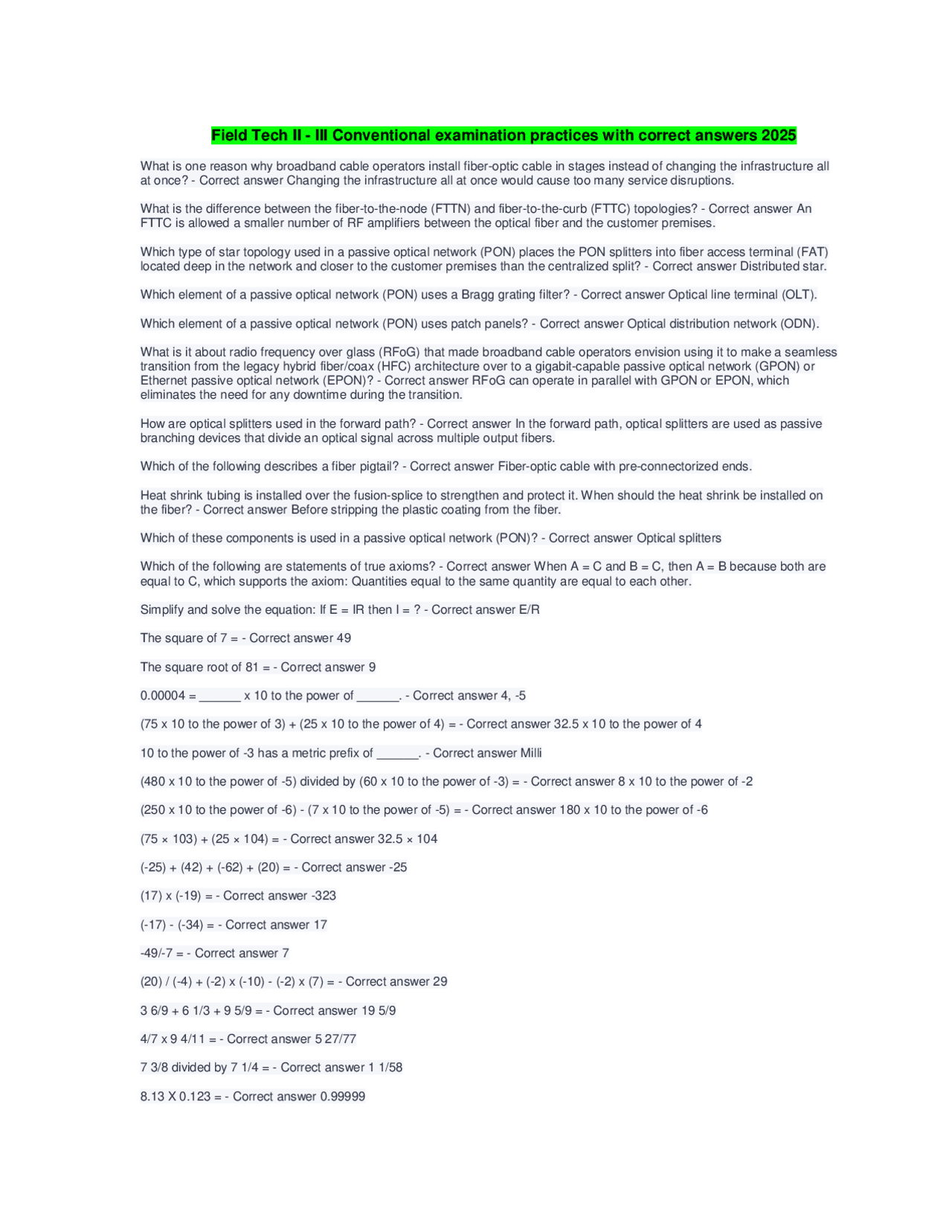 Field Tech Exam Q&A: Fiber Optics, Wireless Networks & Troubleshooting | Exams Computer Networks ...
