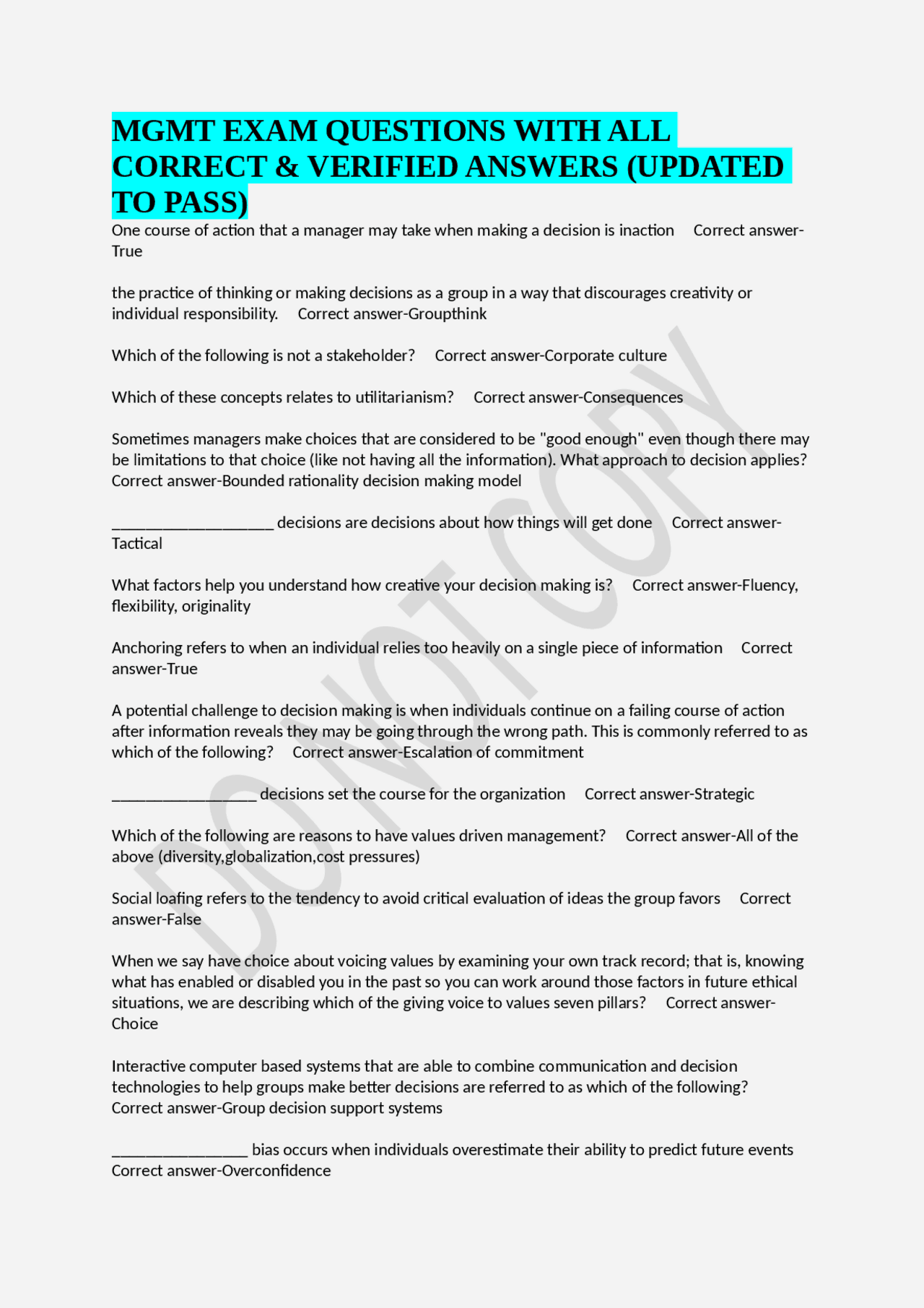 Management Exam Questions and Answers: A Comprehensive Review | Exams ...