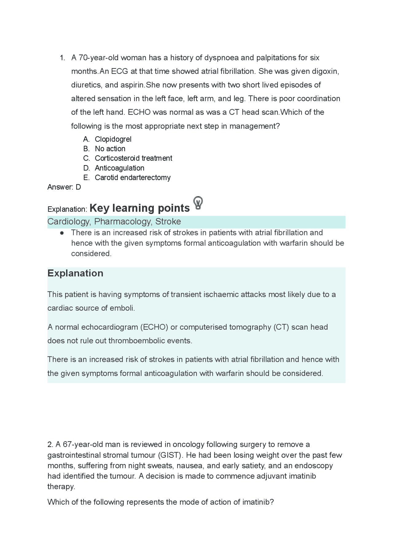 mrcp part 1 question bank set 4 | Exams Medicine | Docsity