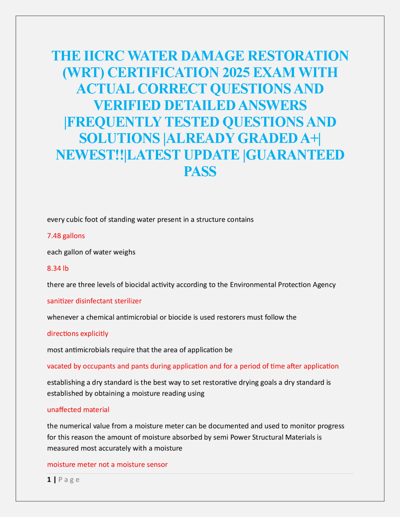 THE IICRC WATER DAMAGE RESTORATION (WRT) CERTIFICATION 2025 | Exams ...