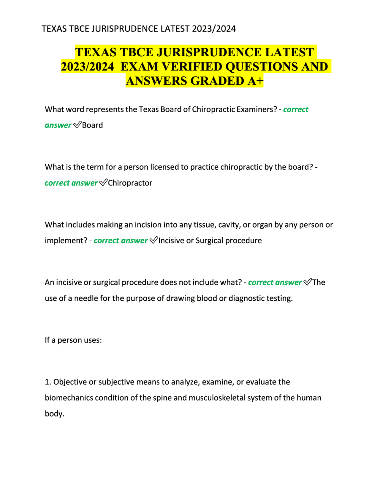 Texas tbce jurisprudence exam | Exams Law | Docsity