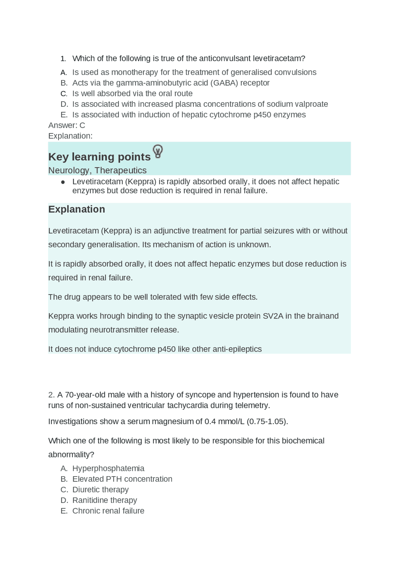 mrcp part 1 question bank set 3 -bmjone | Exams Medicine | Docsity