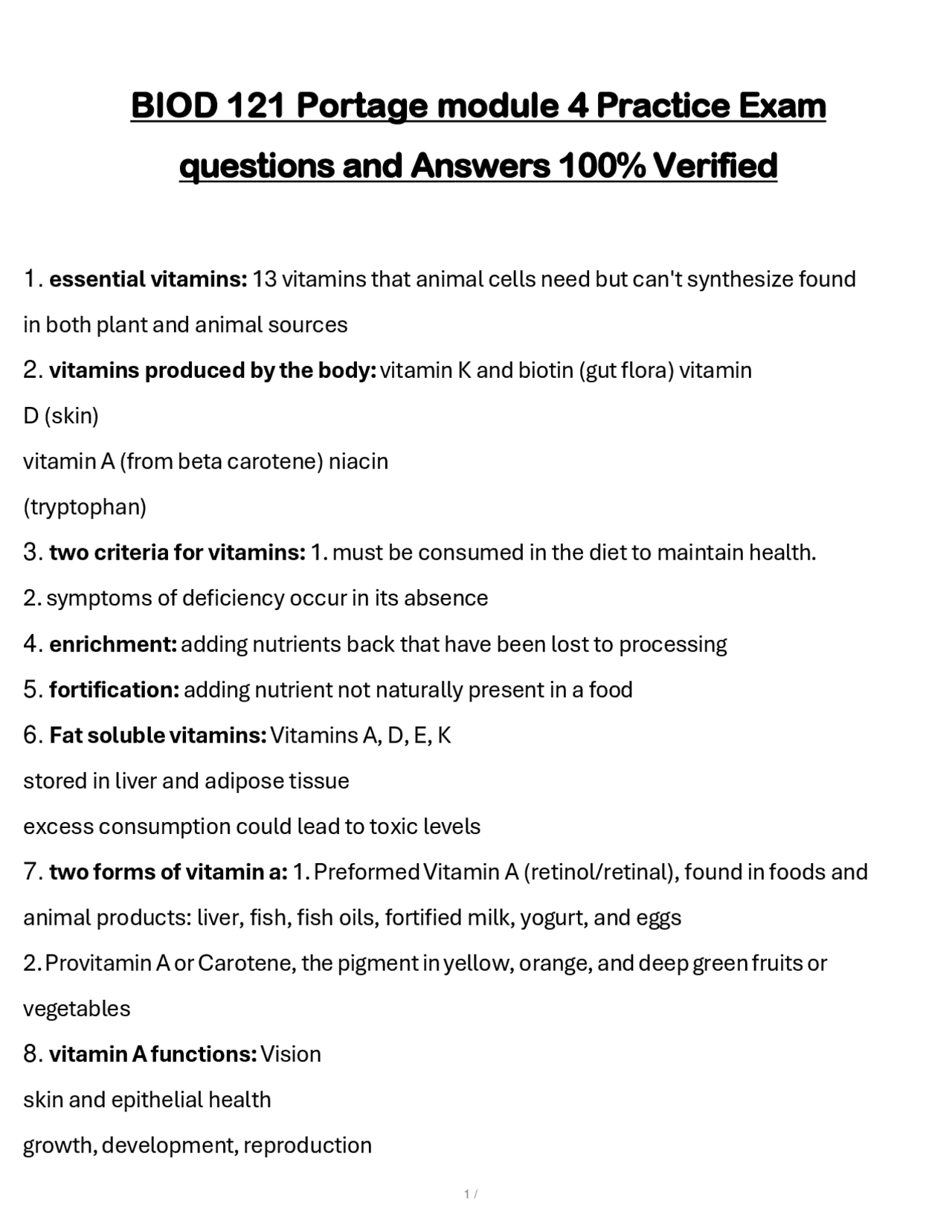 BIOD 121 Portage module 4 Practice Exam questions and Answers 100% ...