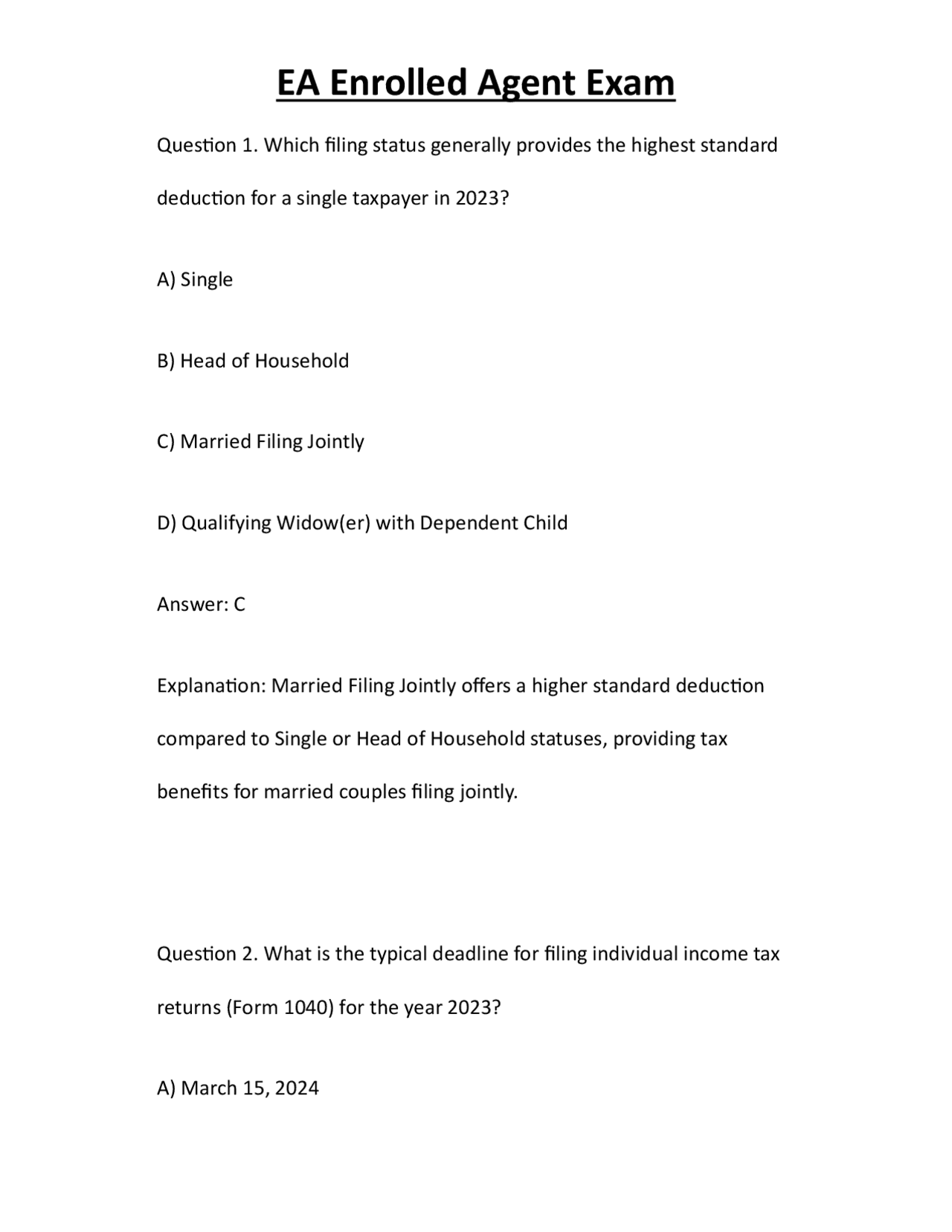 EA Enrolled Agent Exam | Exams Technology | Docsity