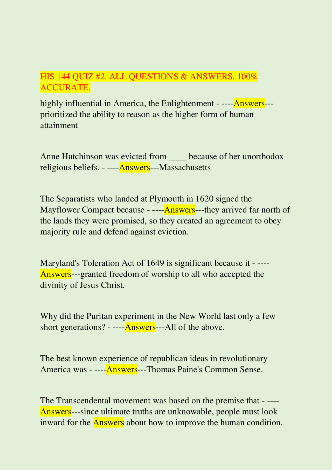 American History Quiz: Key Questions and Answers for Exam Preparation ...