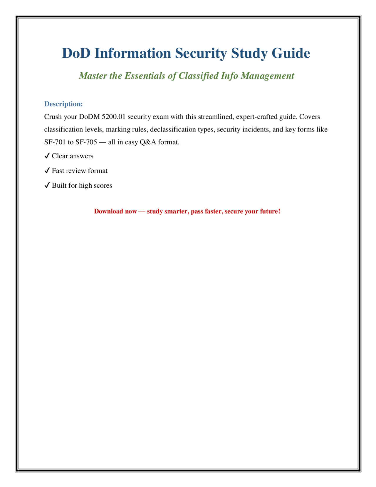 Top-Scoring InfoSec Study Guide – Master the DoD Security Exam Fast ...