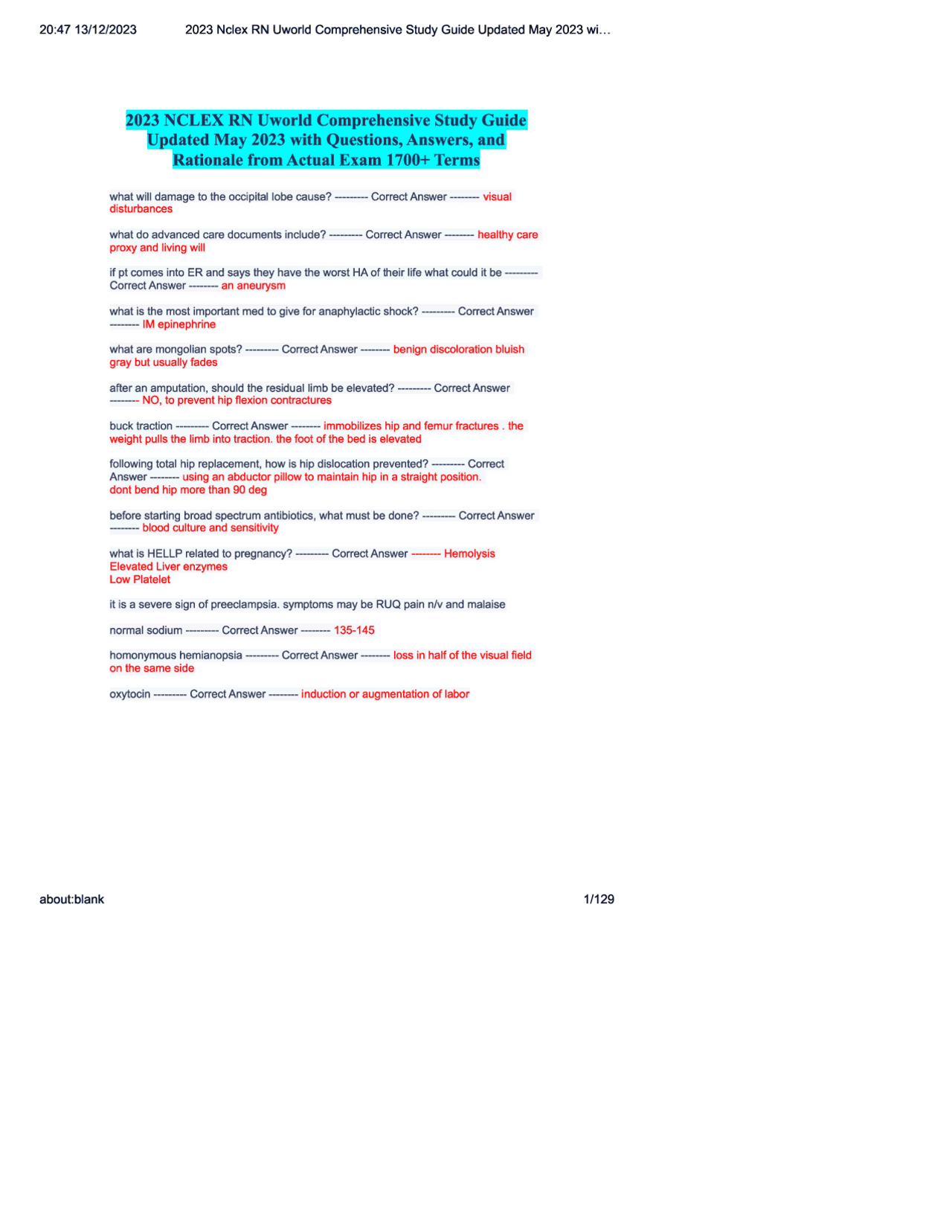 2023 nclex rn uworld comprehensive study guide updated may 2023 with ...
